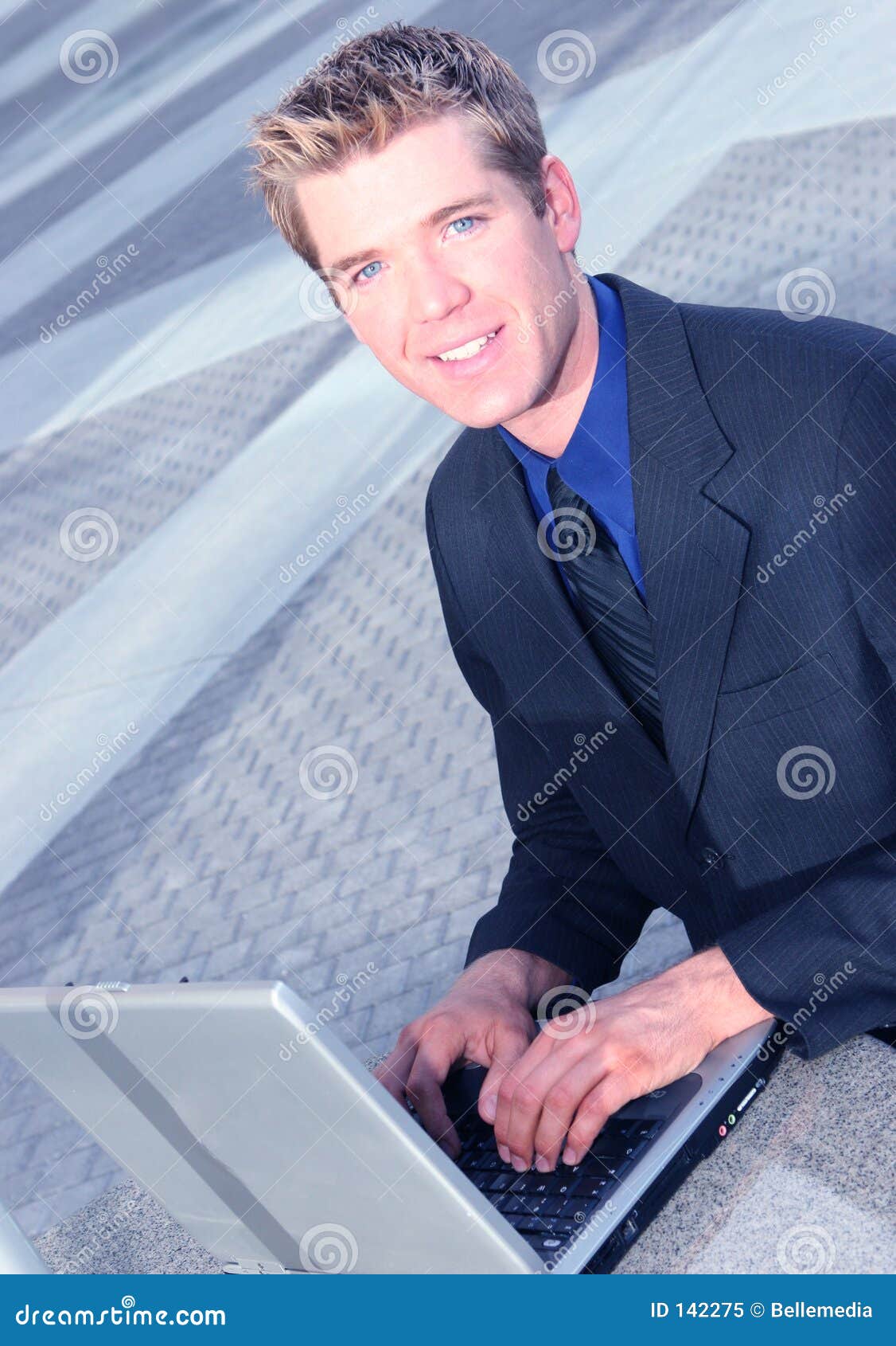 Business Man and His Laptop Stock Image - Image of space ...