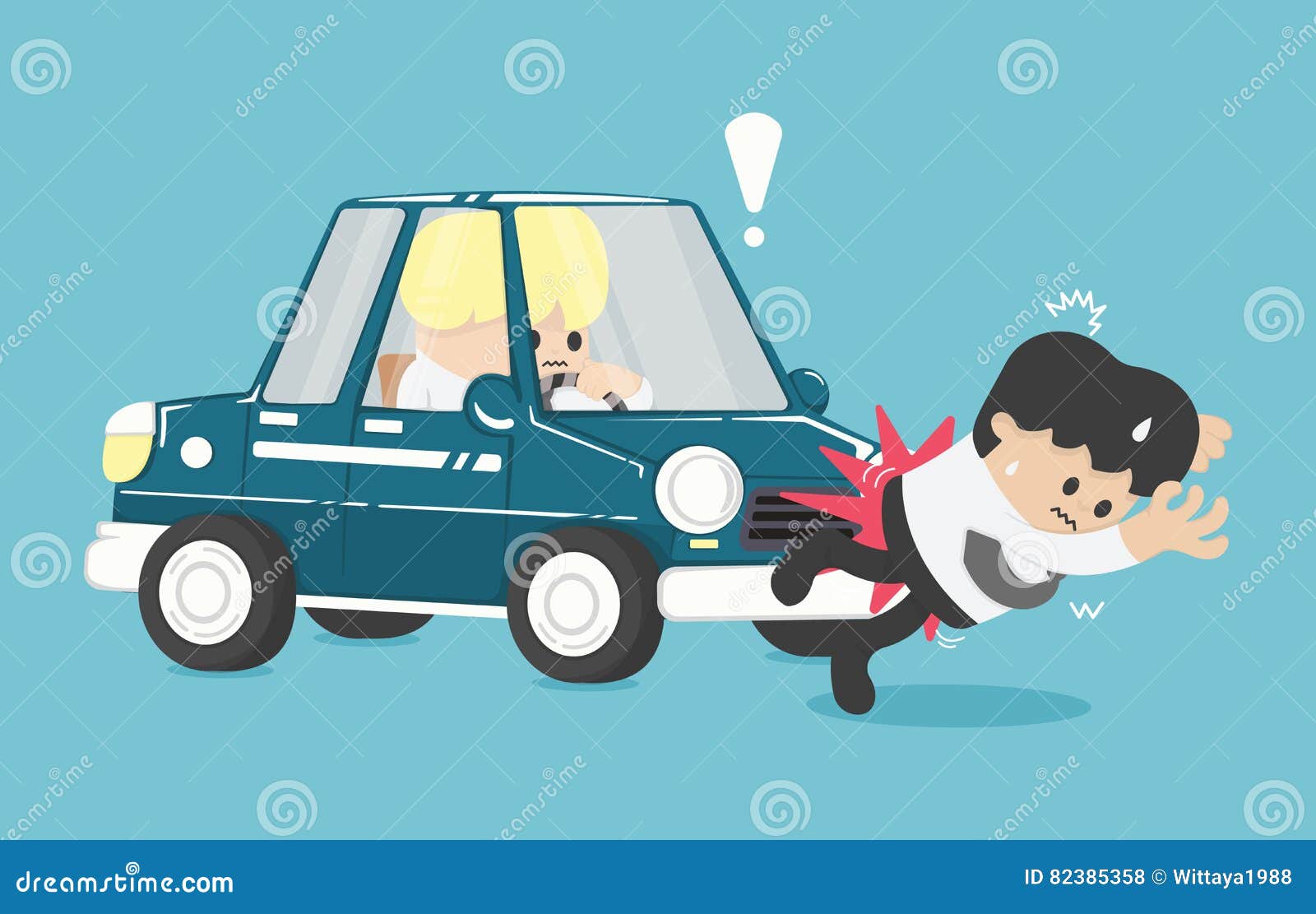 Business Man Hit by a Car Flat Vector Illustration Stock Vector ...