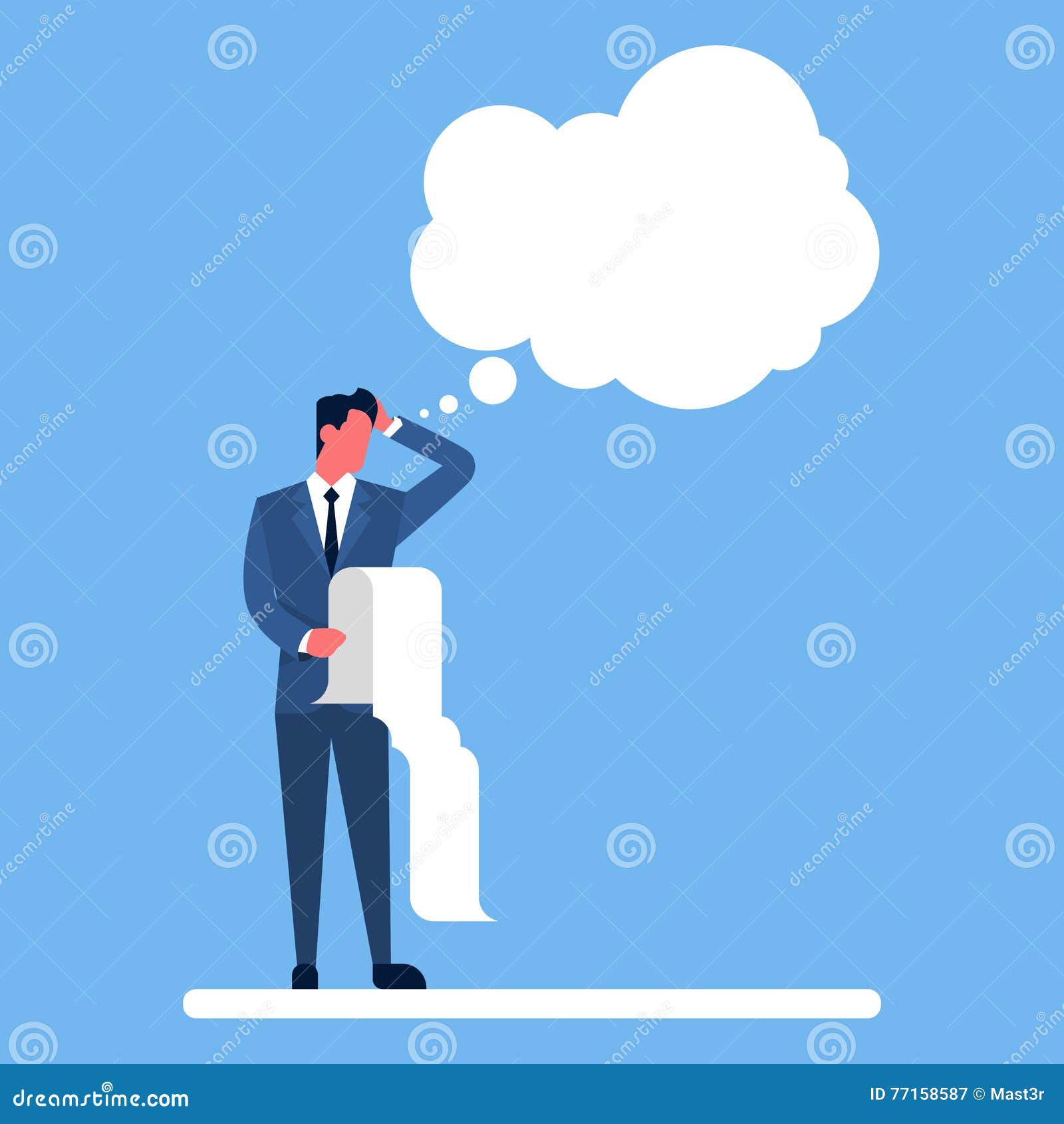 Business Man Hold Long Check List Ponder Thinking Chat Bubble Cartoon ...