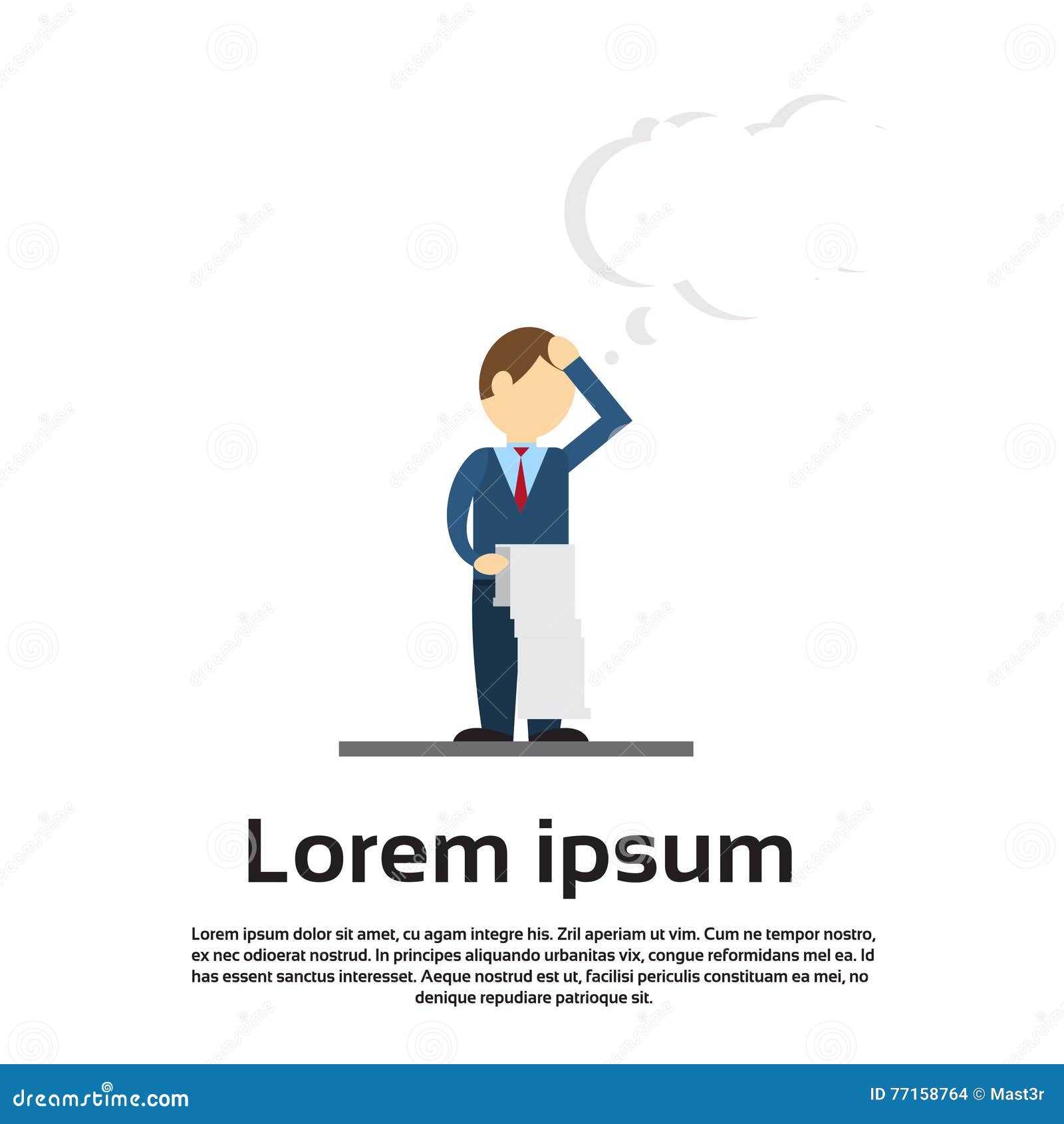 Business Man Hold Long Check List Ponder Thinking Chat Bubble Stock ...