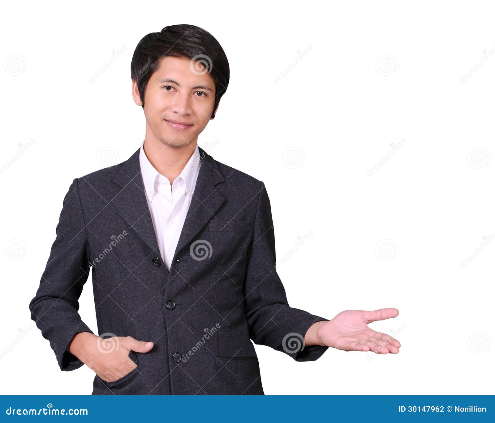 Businessman Hold Out One Hand Stock Photo - Image of pride, indoors ...