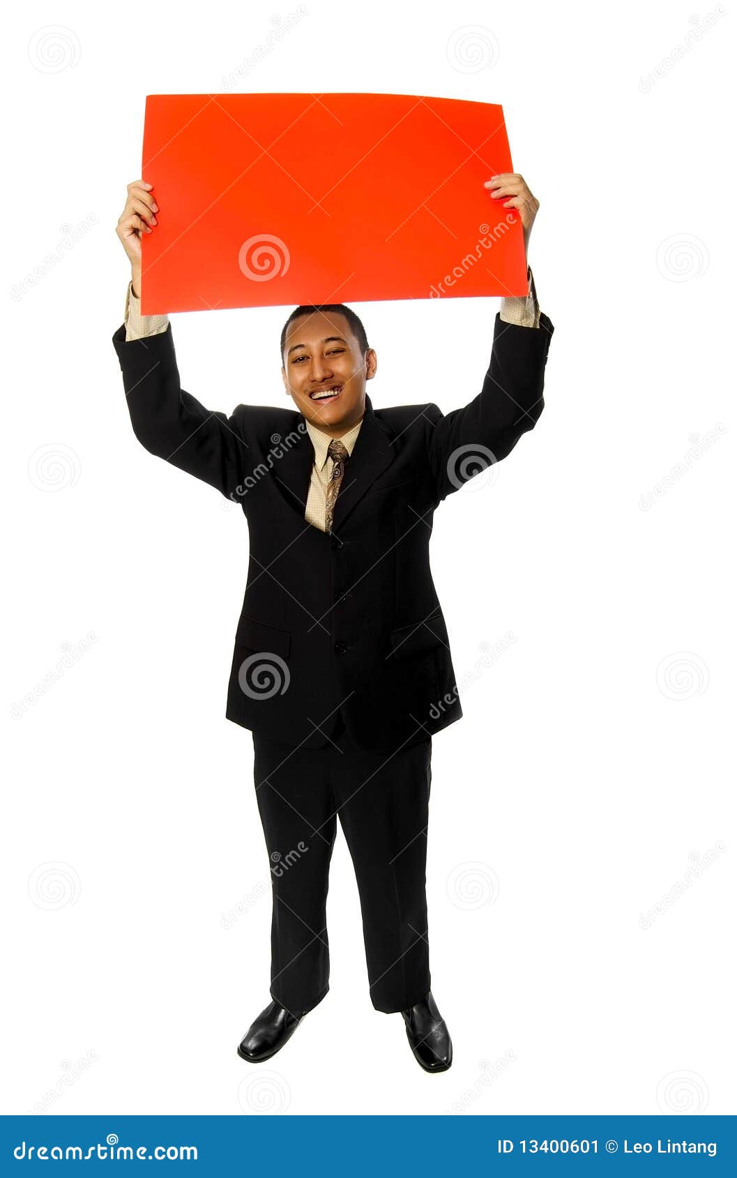 Business Man Hold Red Sign stock image. Image of cardboard - 13400601