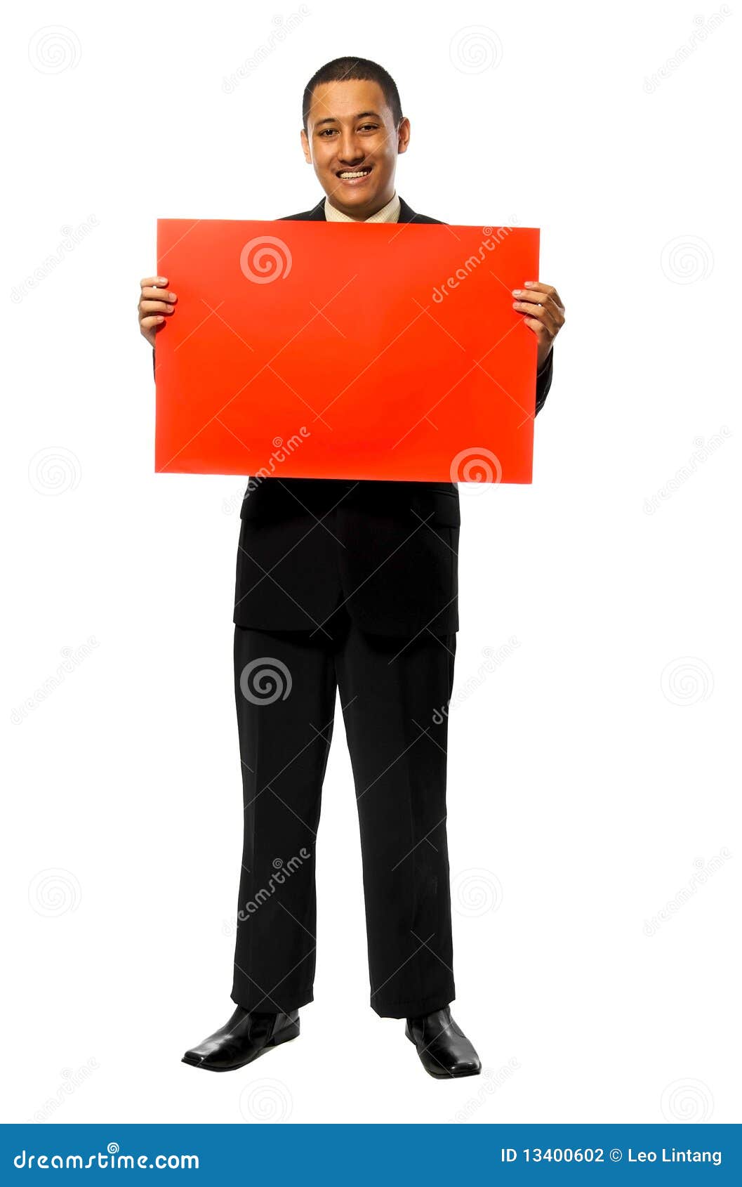 Business Man Hold Red Sign stock photo. Image of paper - 13400602