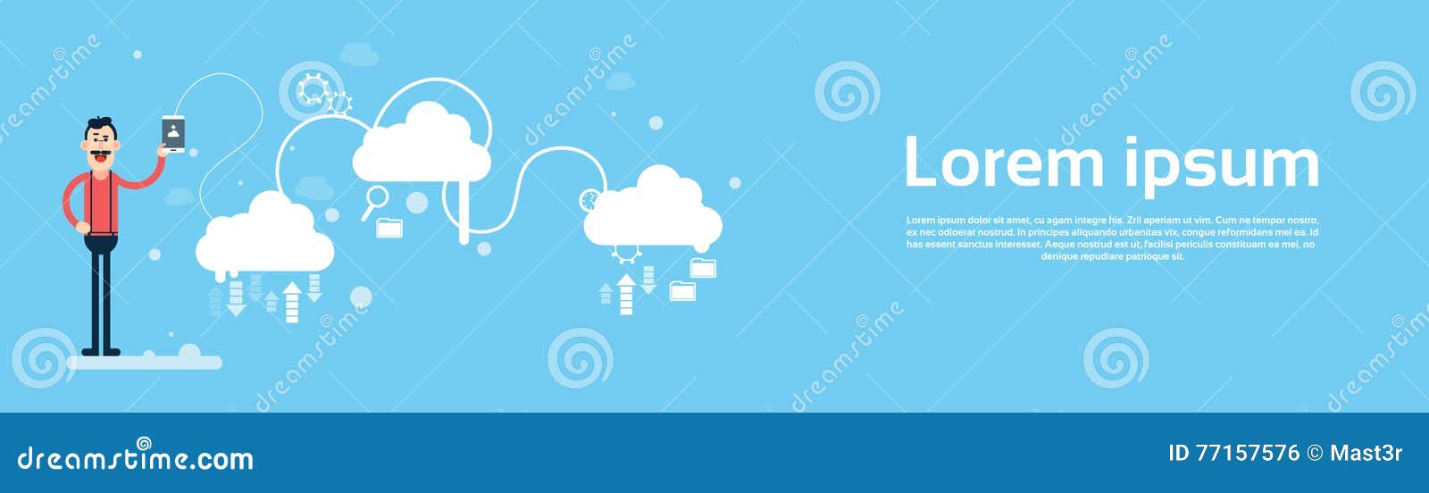 Business Man Hold Tablet Share Data Cloud Computing Technology Banner ...