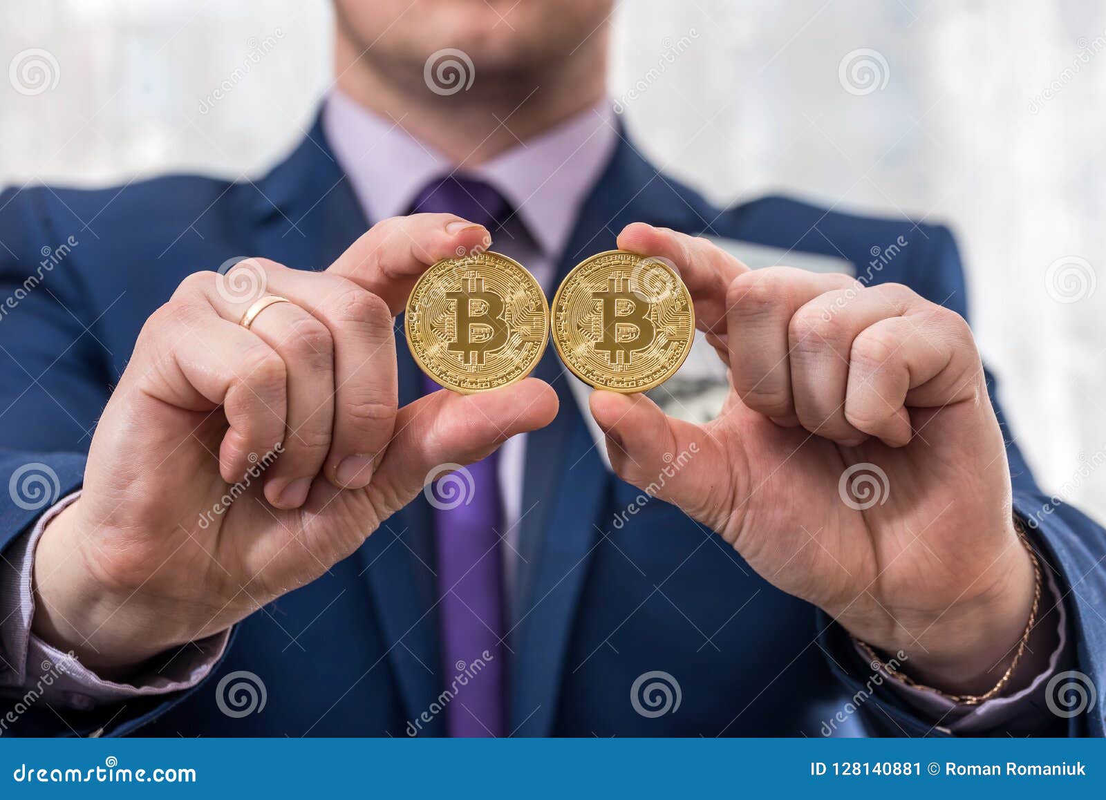 Business Man Holding Bitcoin Stock Image - Image of sign, background ...