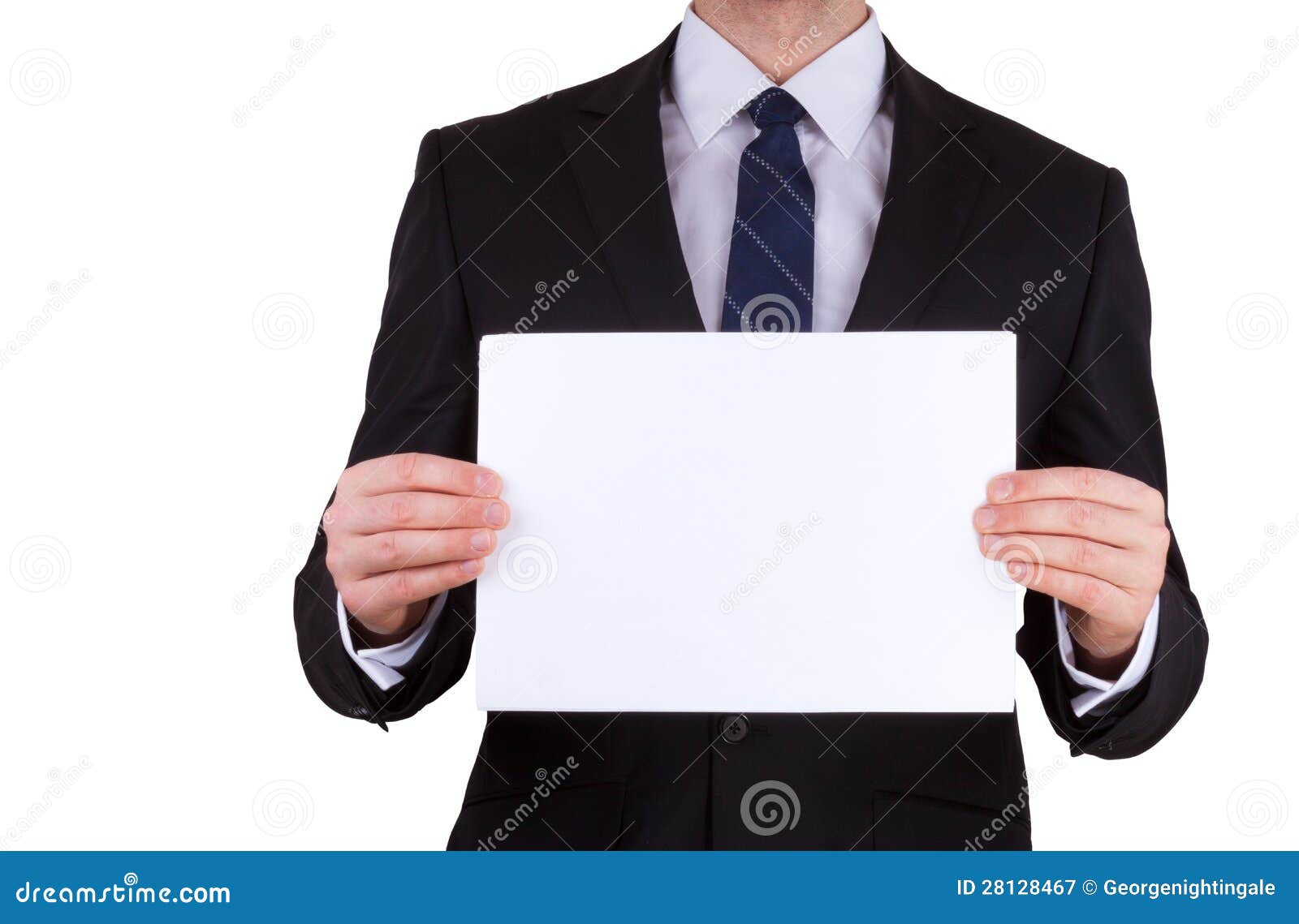 Business Man Holding Blank Note Card Stock Image - Image of male, life ...