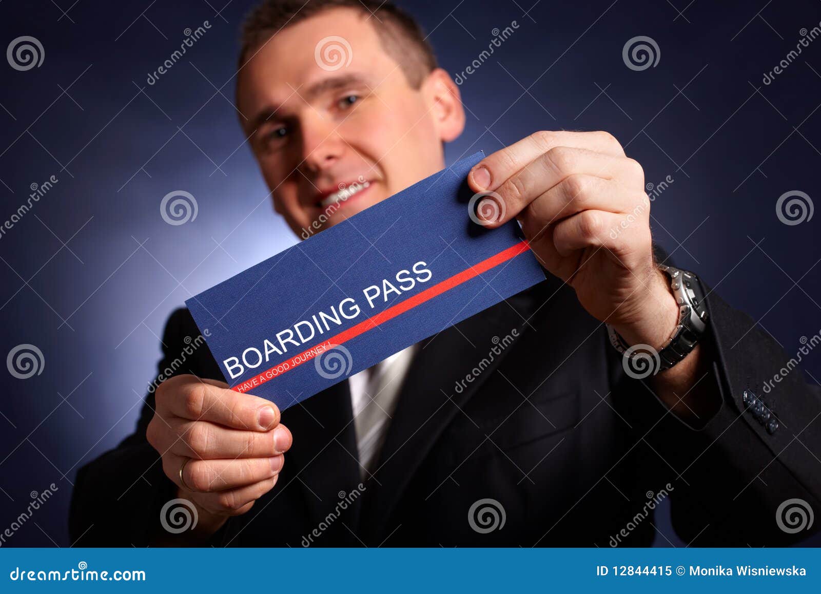 Business Man Holding a Boarding Pass Stock Image - Image of hand ...