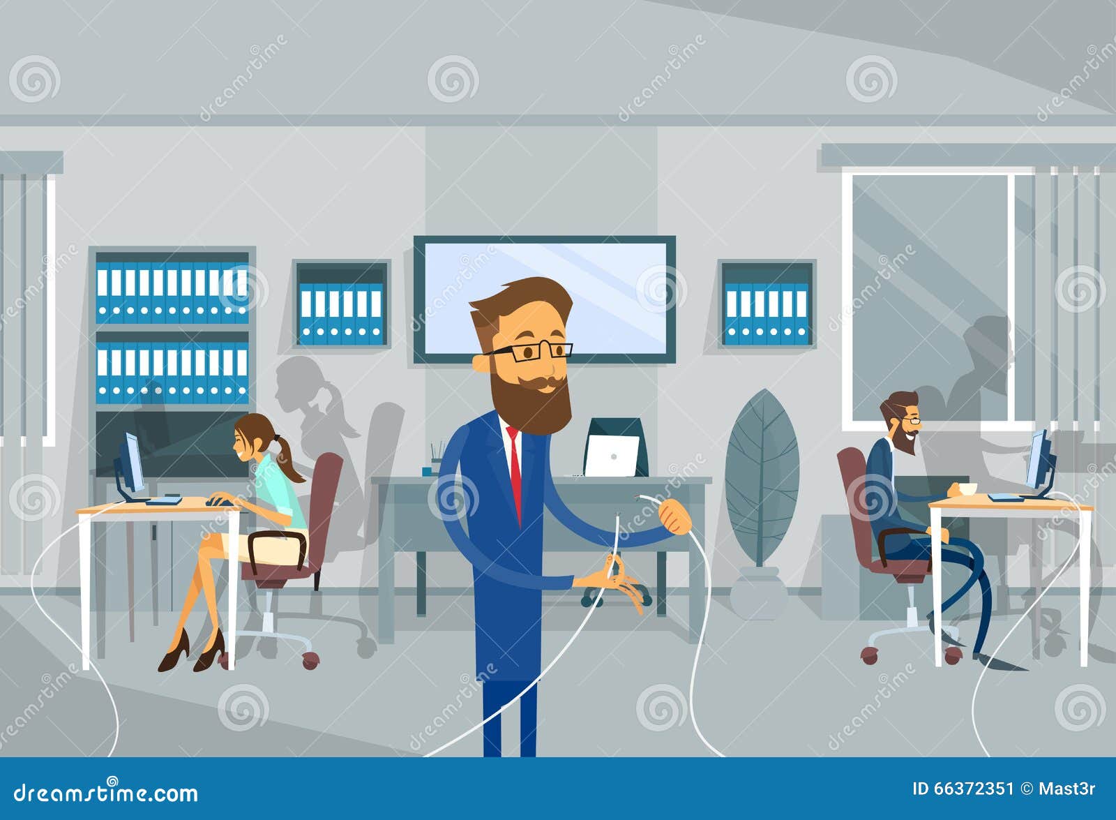 Business Man Holding Cable Office Connection Concept Stock Vector ...