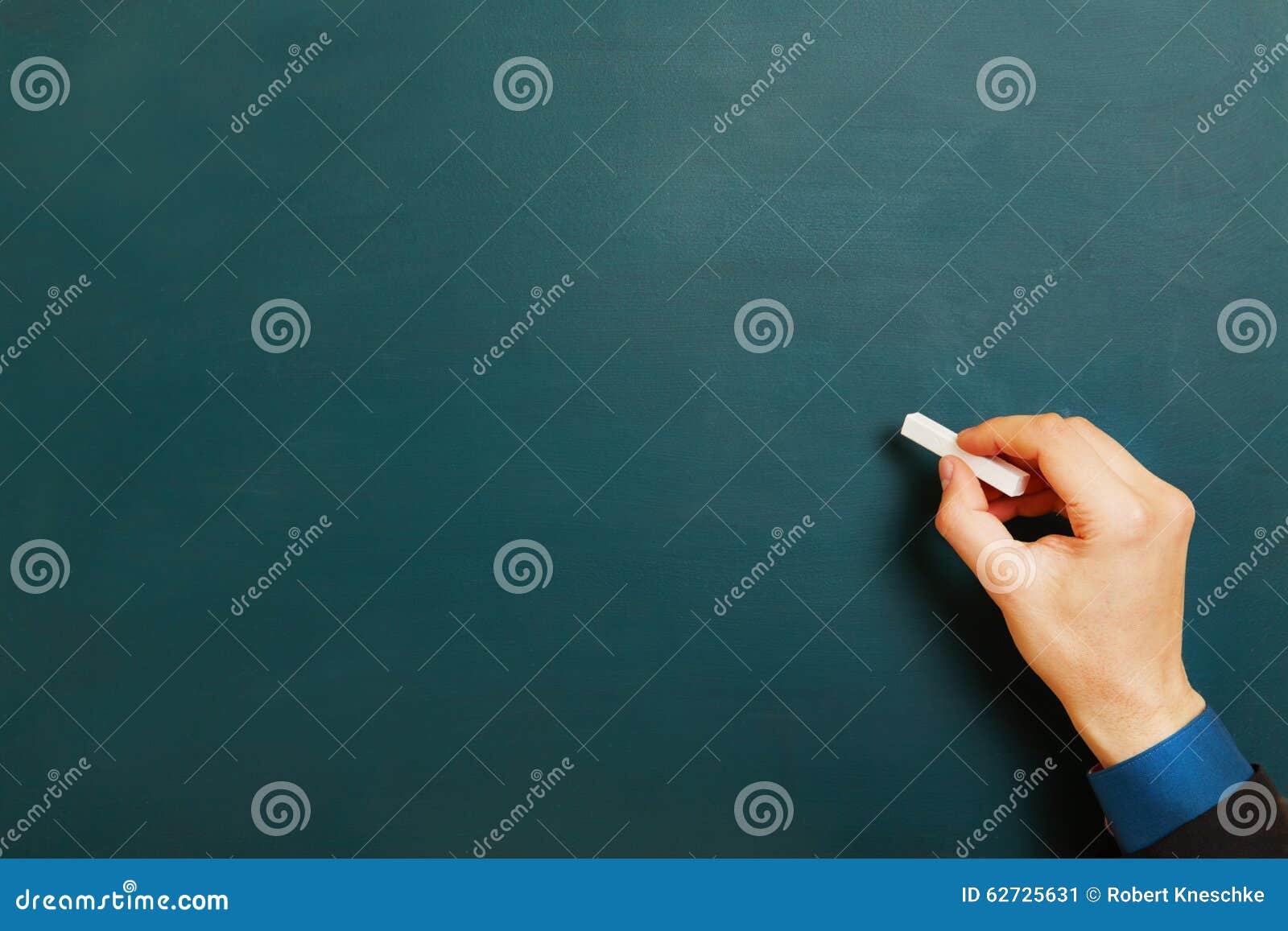 Business Man Holding Chalk on Empty Chalkboard Stock Image - Image of ...