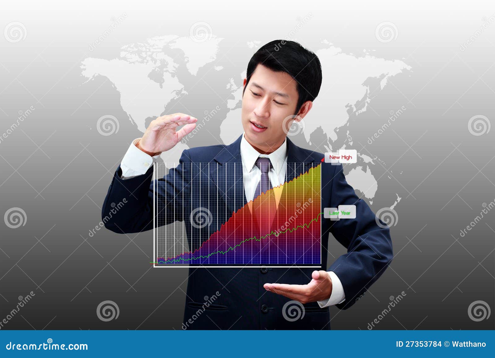 Business Man Holding a Chart of Business Growth Stock Photo - Image of ...