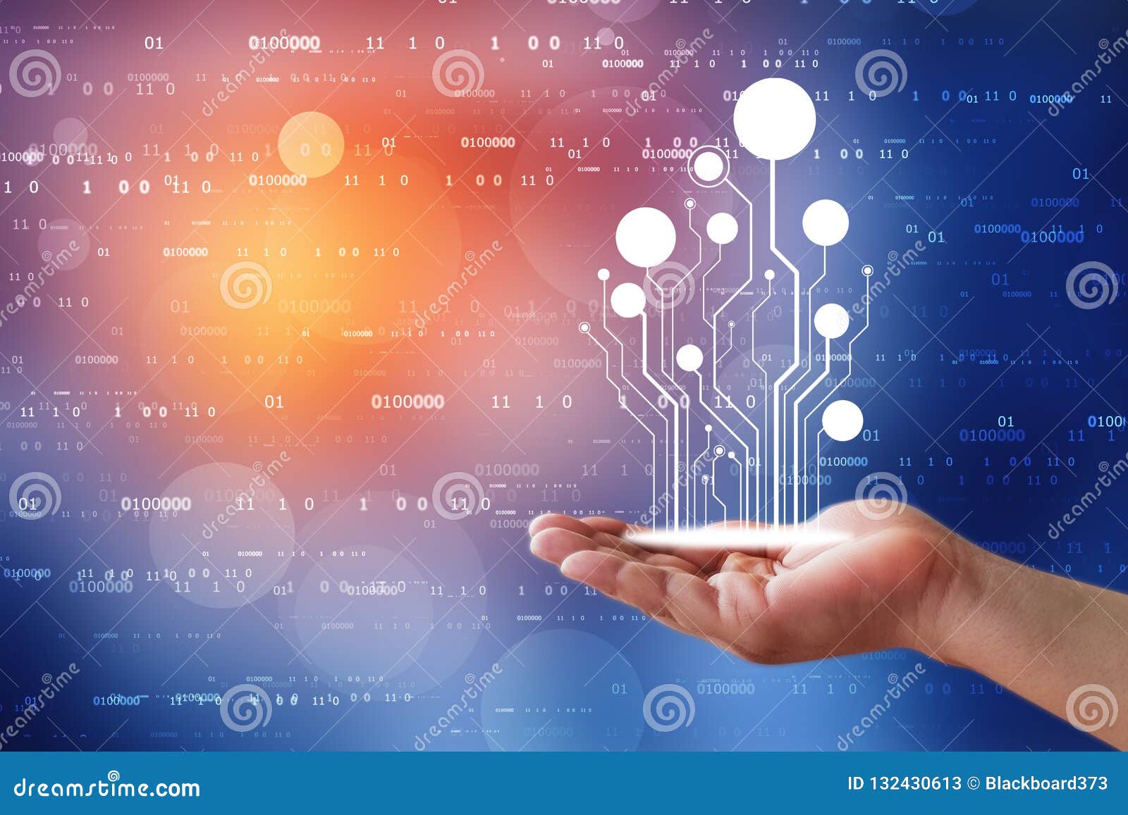 Business Man Holding Circuit Tree, Technology Background Stock Image ...