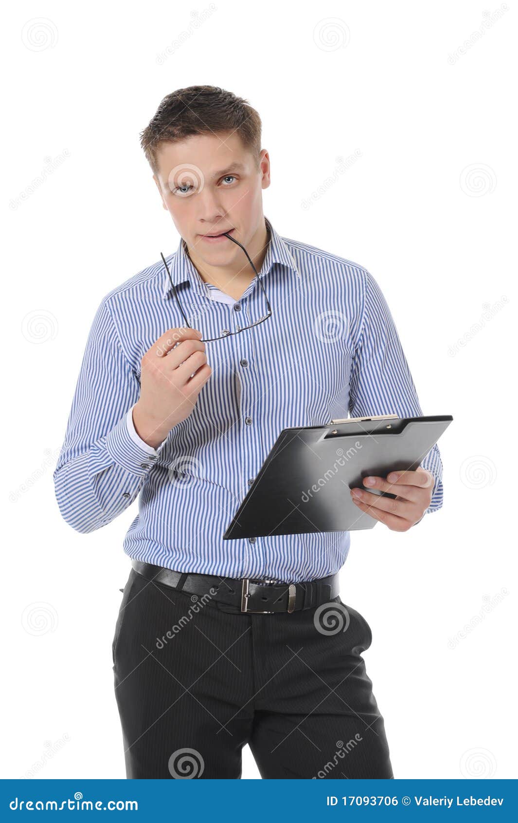 Business Man Holding Clipboard Stock Photo - Image of people, looking ...