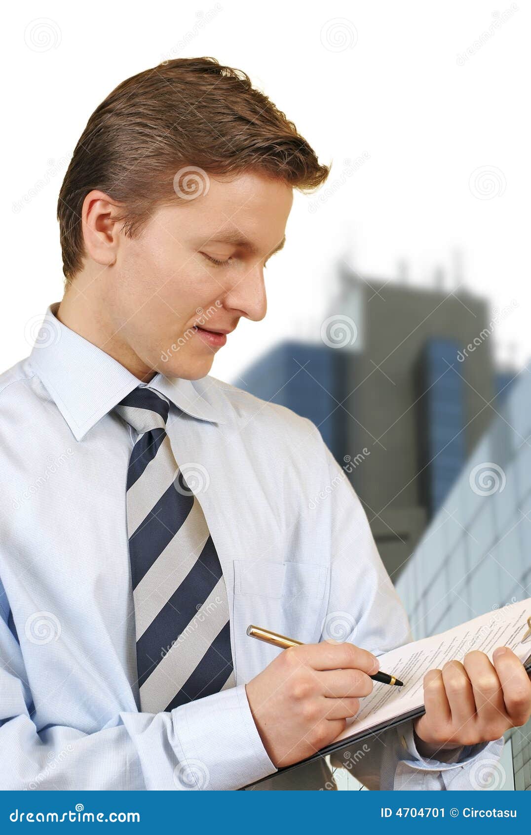 Business Man Holding a Clipboard Stock Image - Image of city, display ...