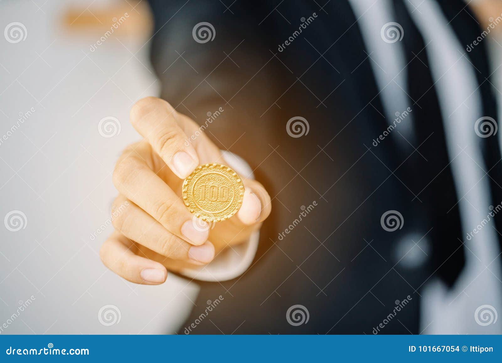 Business man holding coin stock photo. Image of investment - 101667054