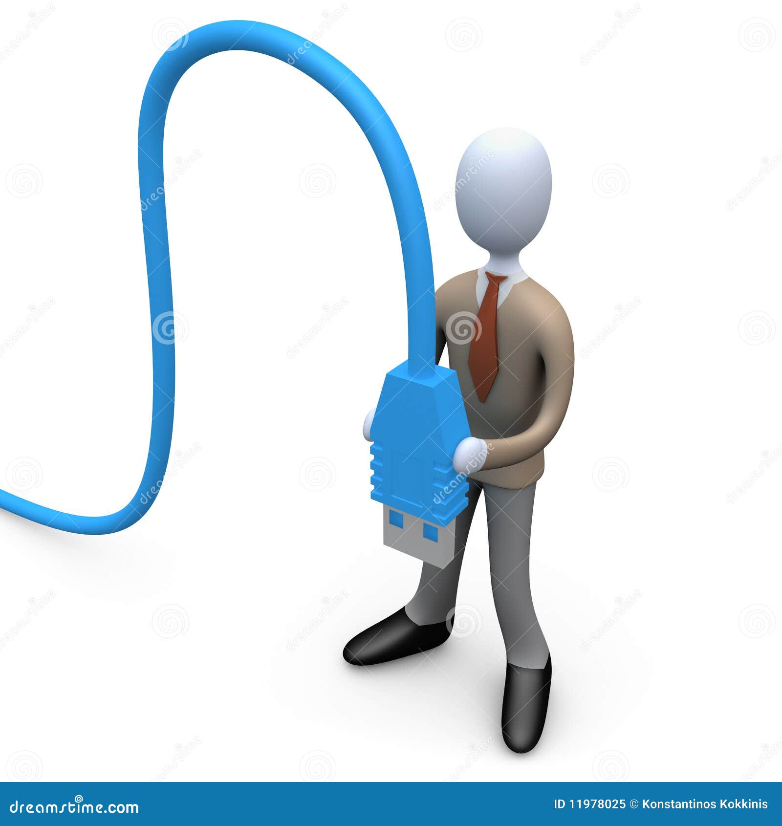 Business Man Holding a Computer Cable Stock Illustration - Illustration ...