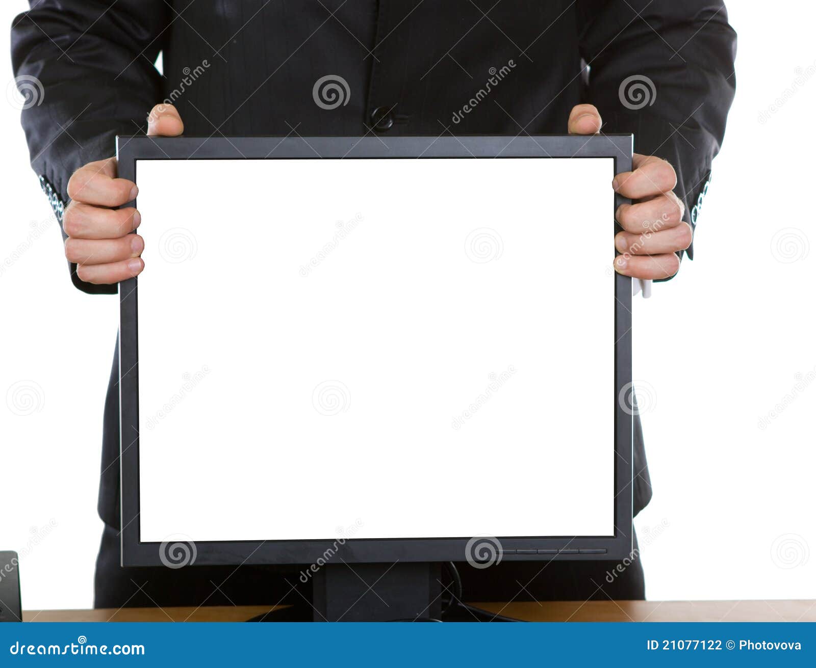 Business Man Holding a Computer Monitor Stock Photo - Image of young ...