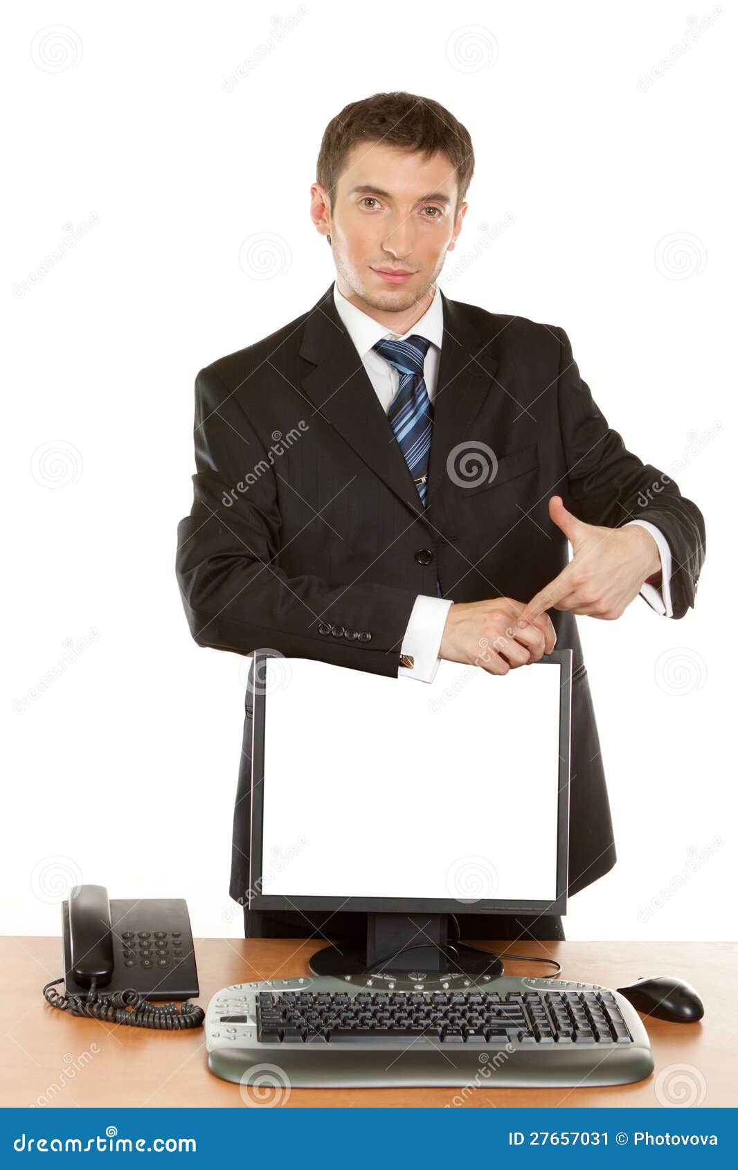 Business Man Holding a Computer Monitor Stock Image - Image of ...