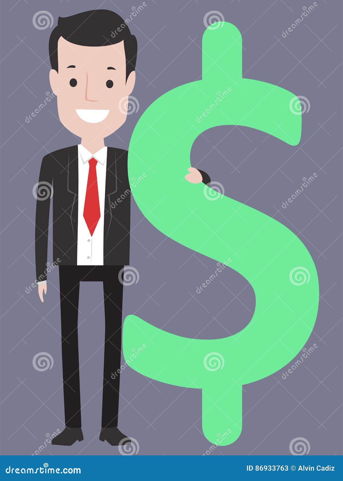 Business Man Holding a Dollar Sign Stock Vector - Illustration of cute ...