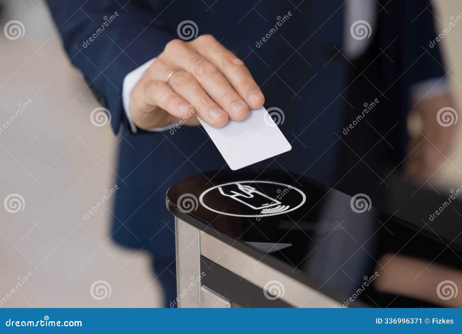 Business Man Holding Electronic Keycard at Sensor Control Keypad Stock ...