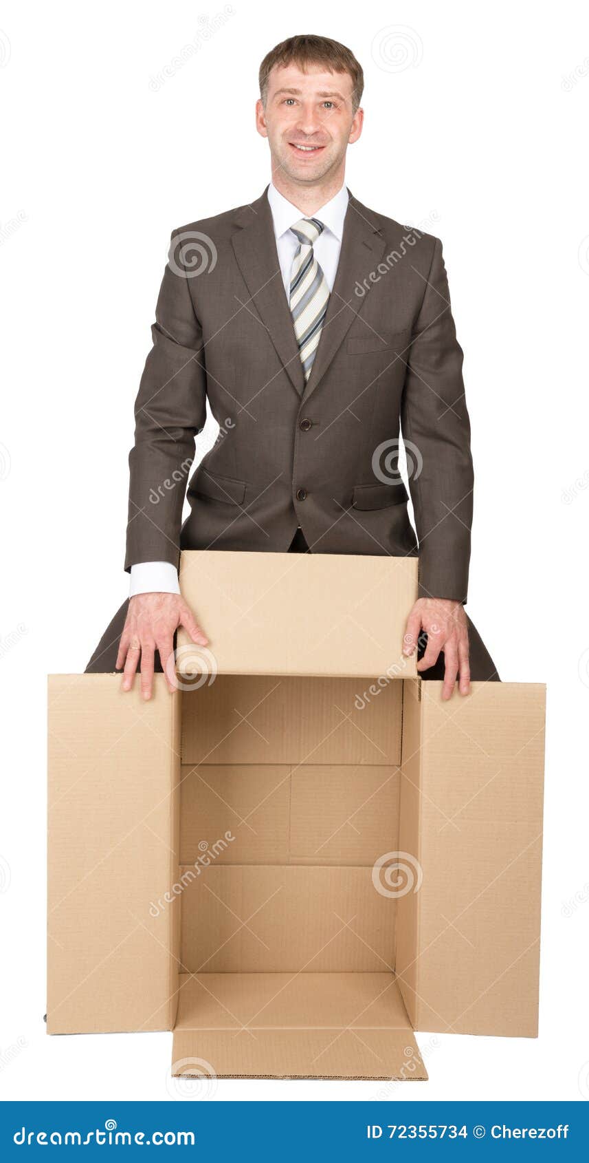 Business Man Holding Empty Box Stock Photo - Image of cardboard ...