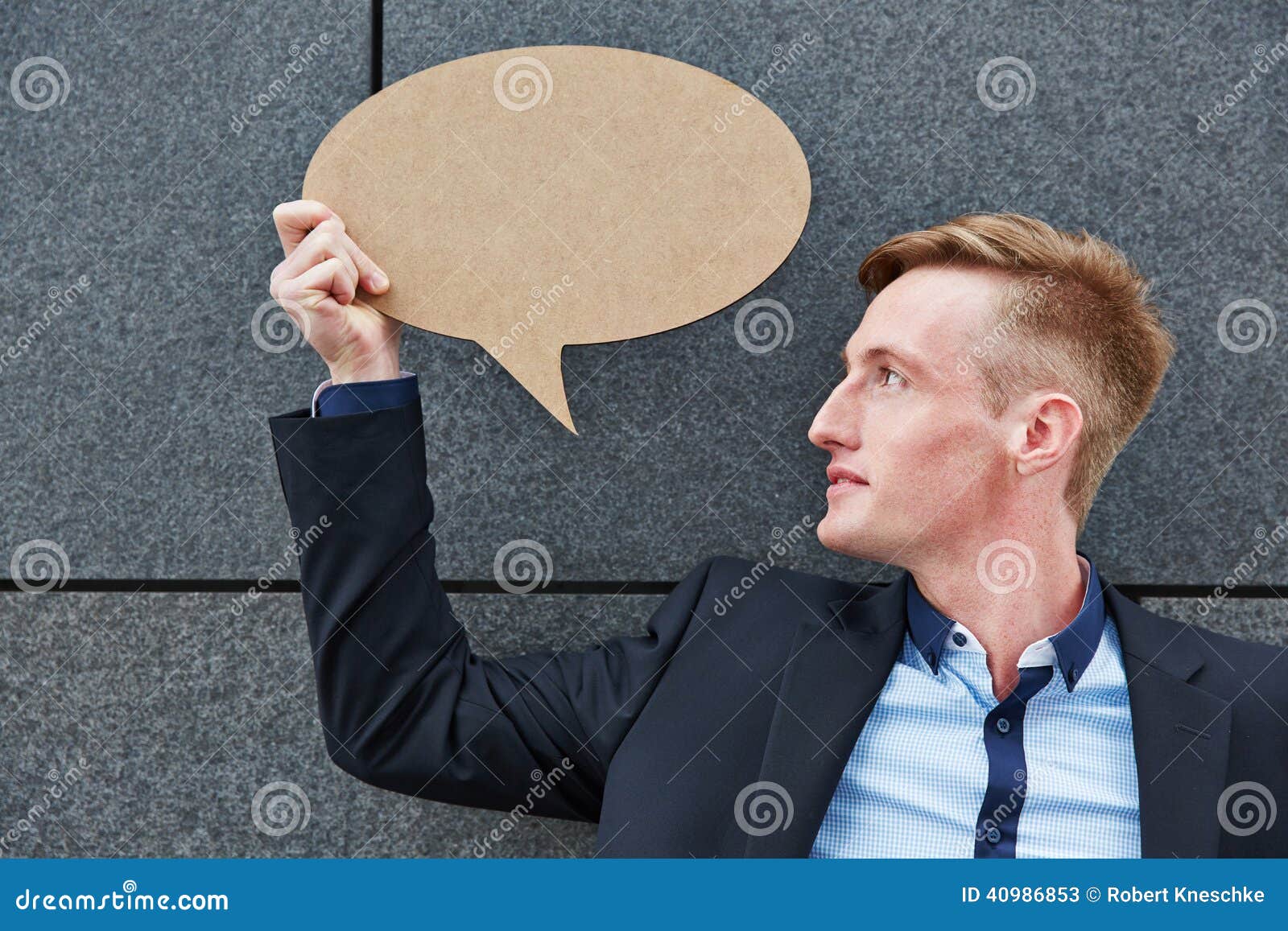 Business Man Holding Empty Speech Stock Image - Image of manager ...
