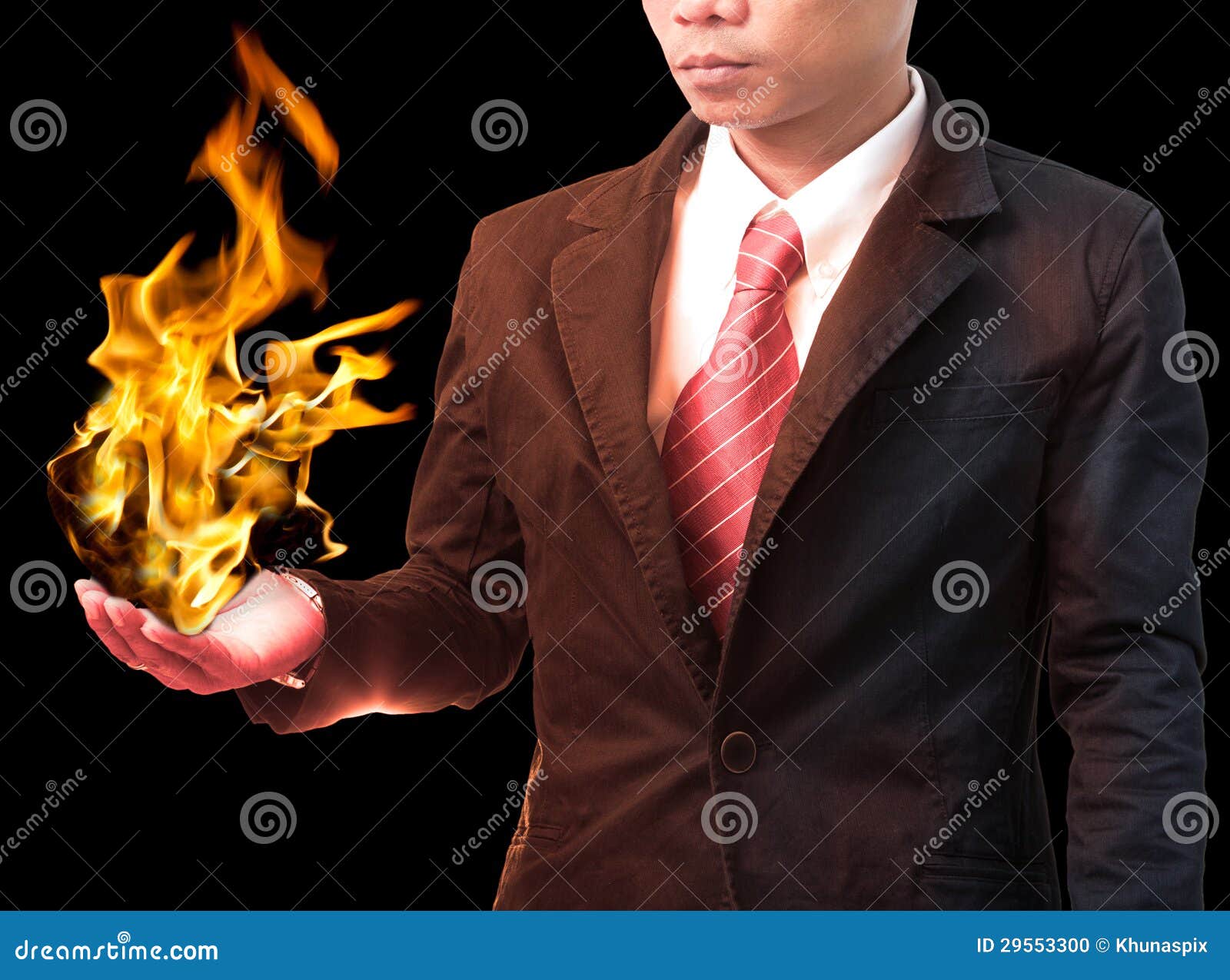 Business Man Holding Fire Flaming On Hand Stock Photo - Image: 29553300