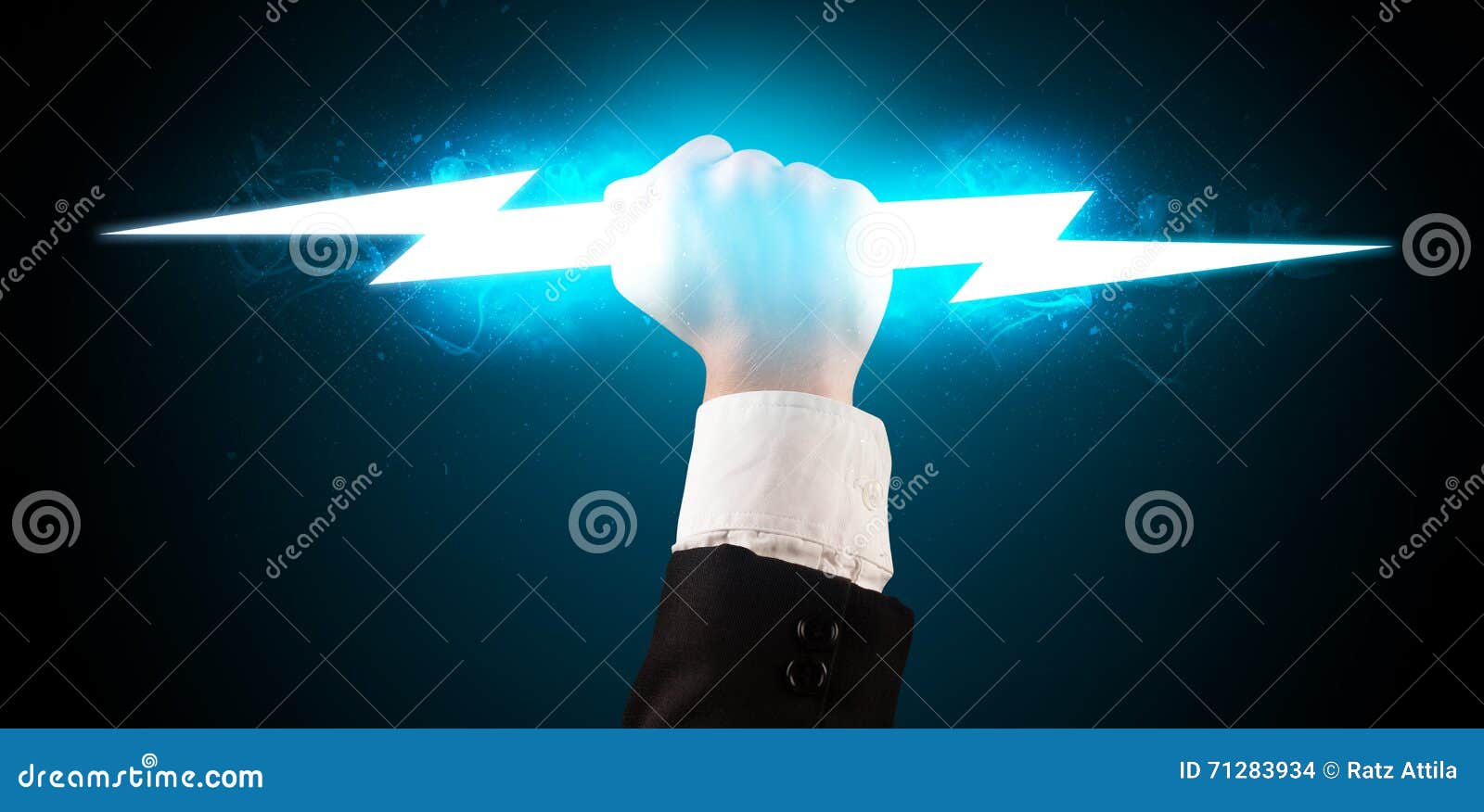 Lightning Bolt Icon Abstract Blue Background Illustration Digital ...