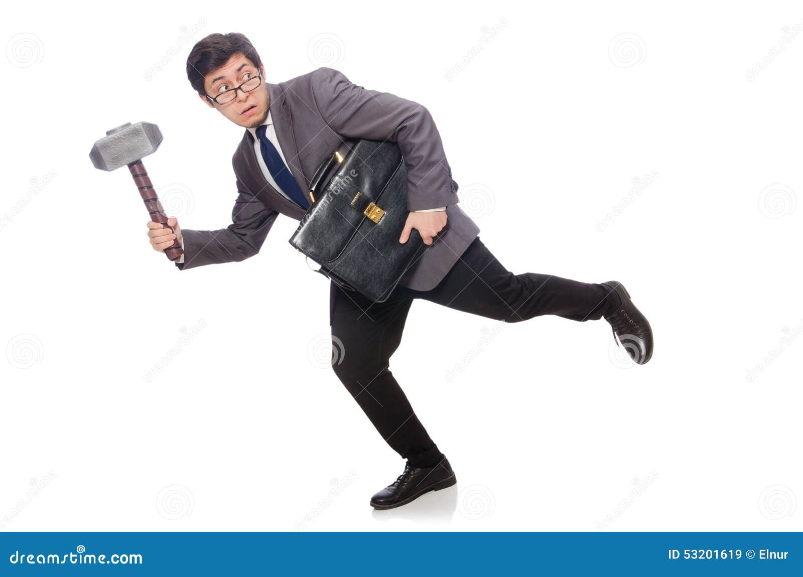 Business Man Holding Hammer Isolated on White Stock Image - Image of ...