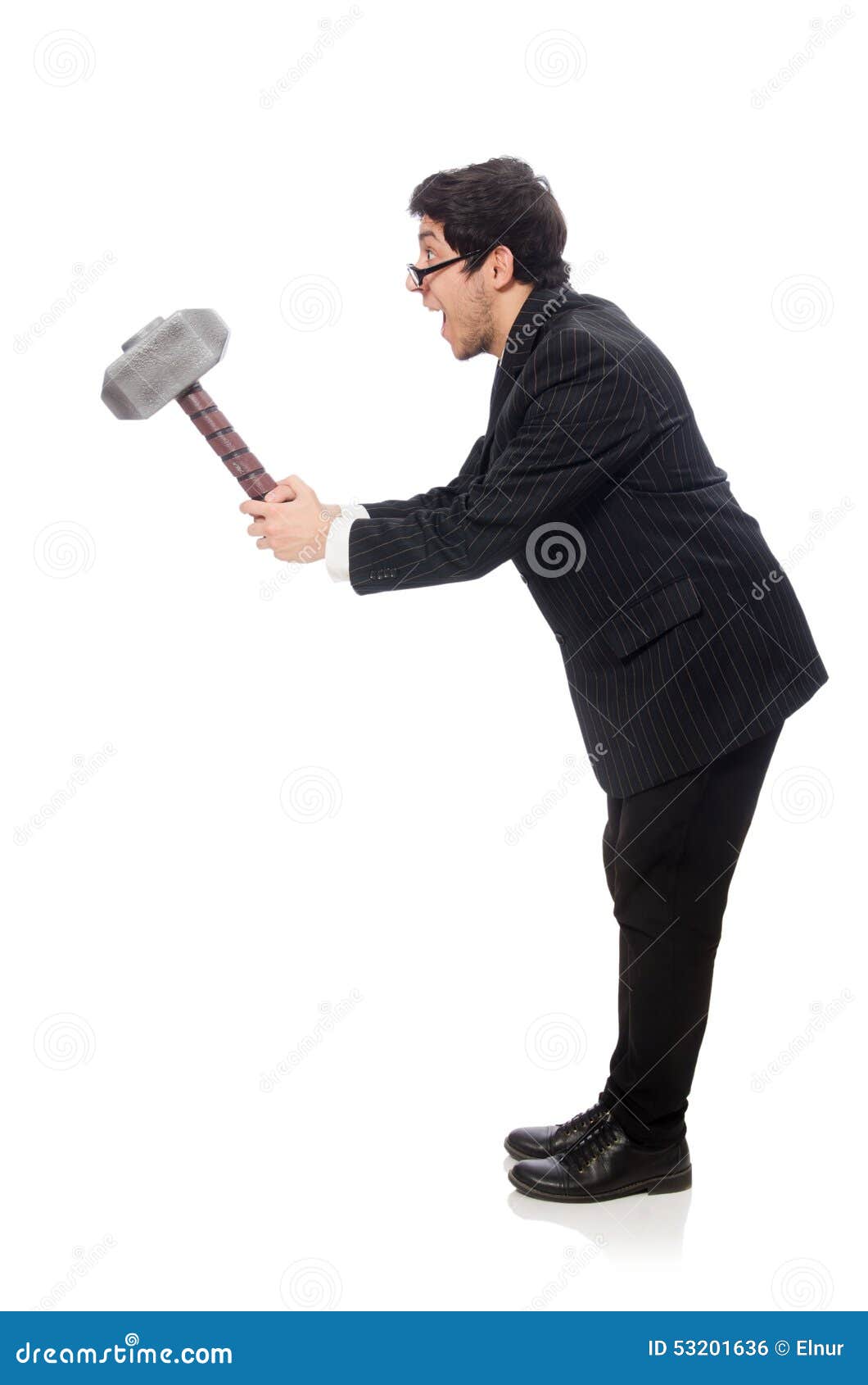 Business Man Holding Hammer Isolated on White Stock Photo - Image of ...