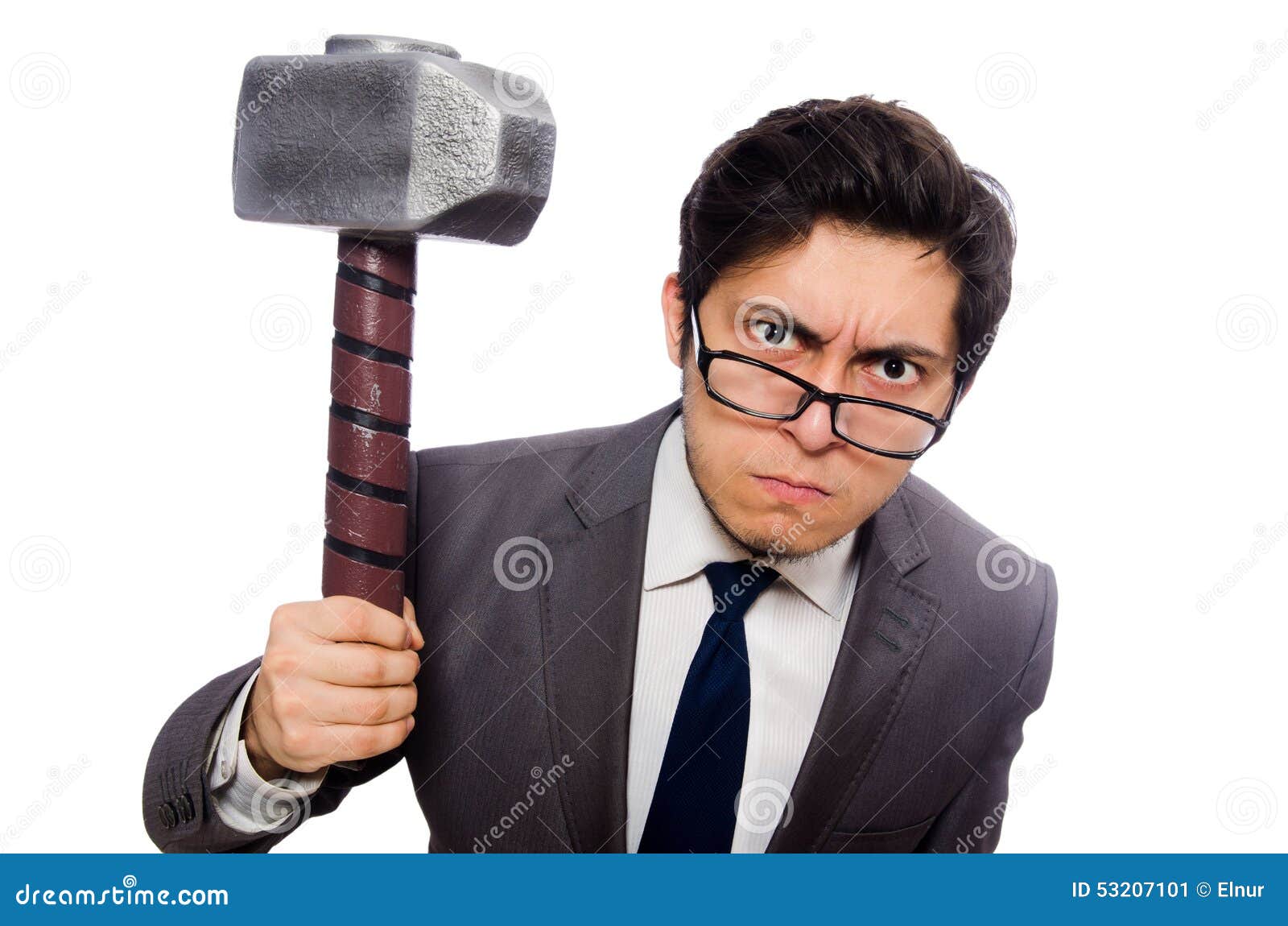Business Man Holding Hammer Isolated on White Stock Image - Image of ...