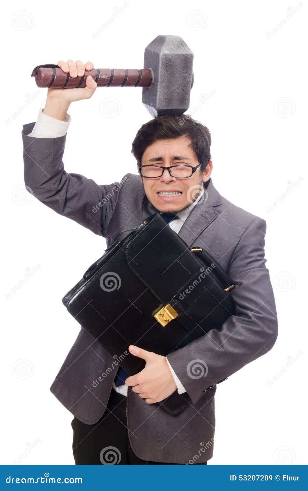 Business Man Holding Hammer Isolated on White Stock Image - Image of ...