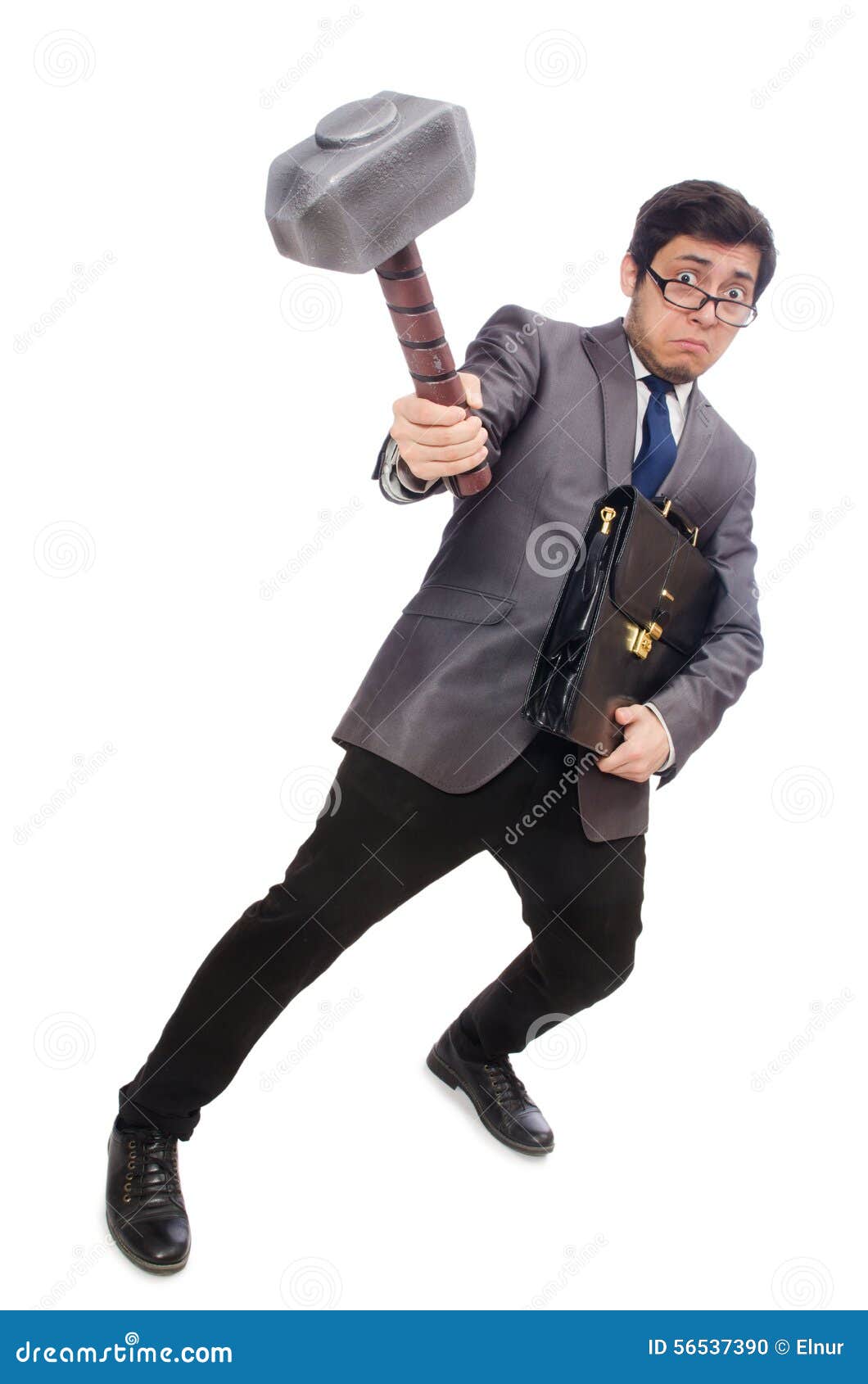 Business Man Holding Hammer Isolated on the White Stock Photo - Image ...