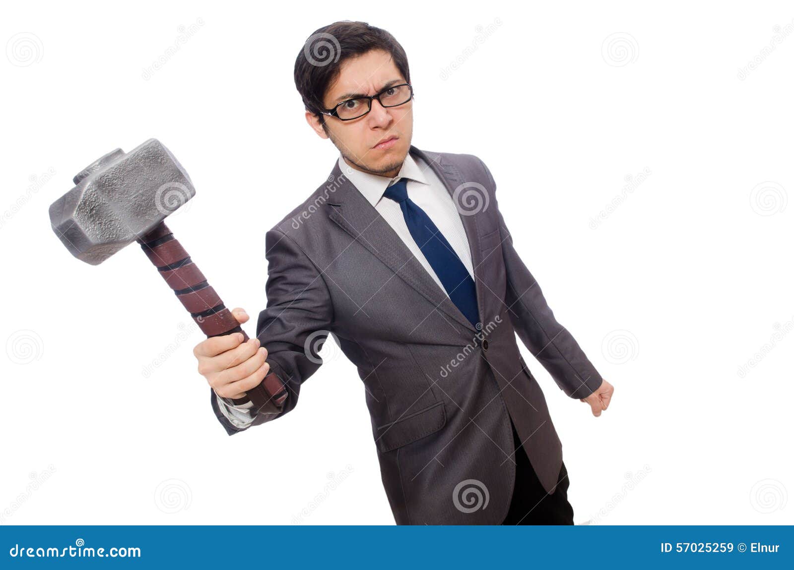 Business Man Holding Hammer Isolated on the White Stock Image - Image ...