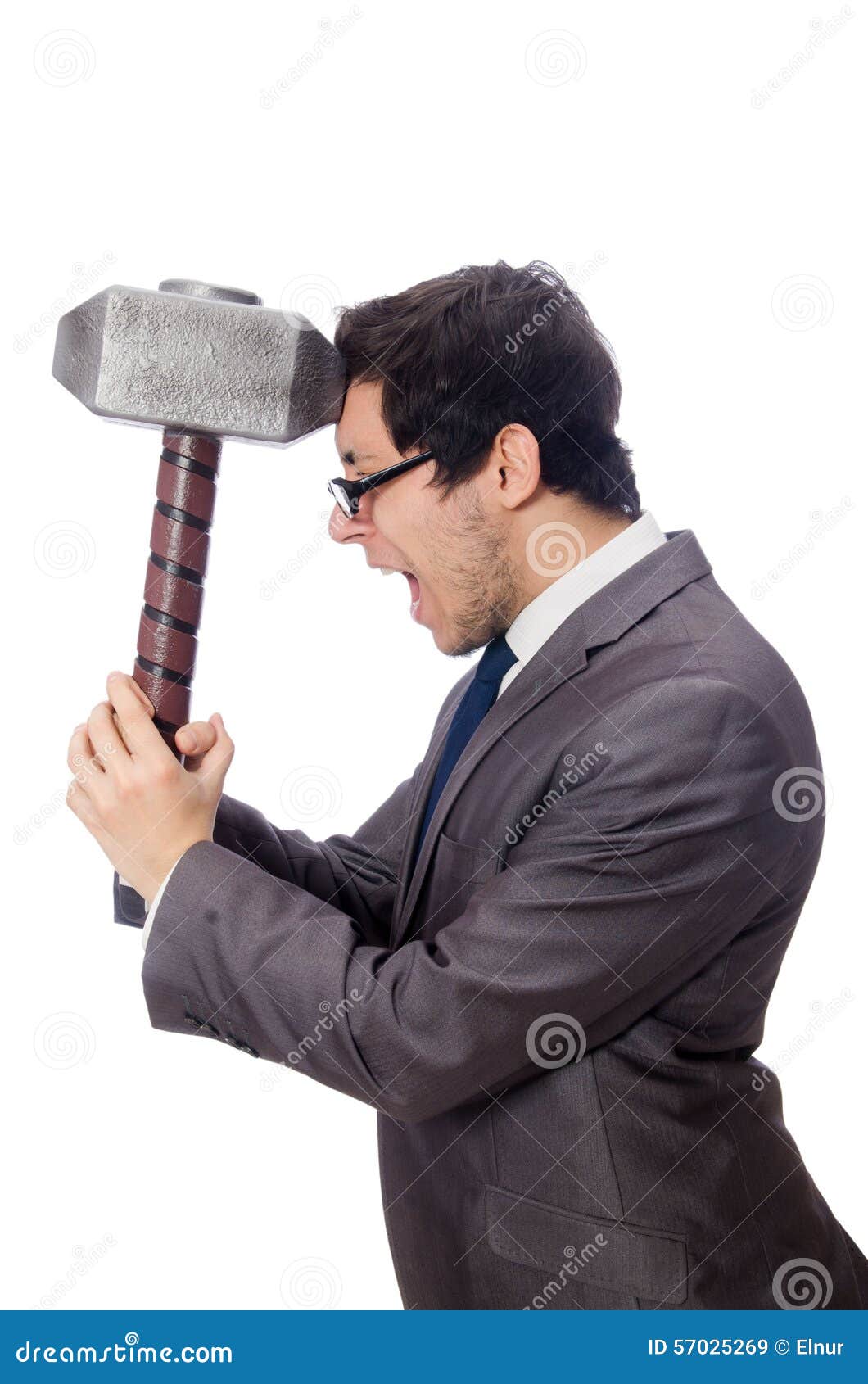 Business Man Holding Hammer Isolated on the White Stock Image - Image ...