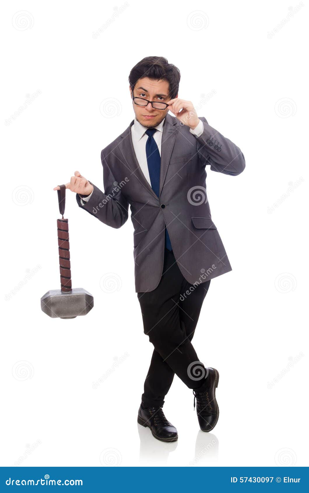 Business Man Holding Hammer Isolated on the White Stock Image - Image ...