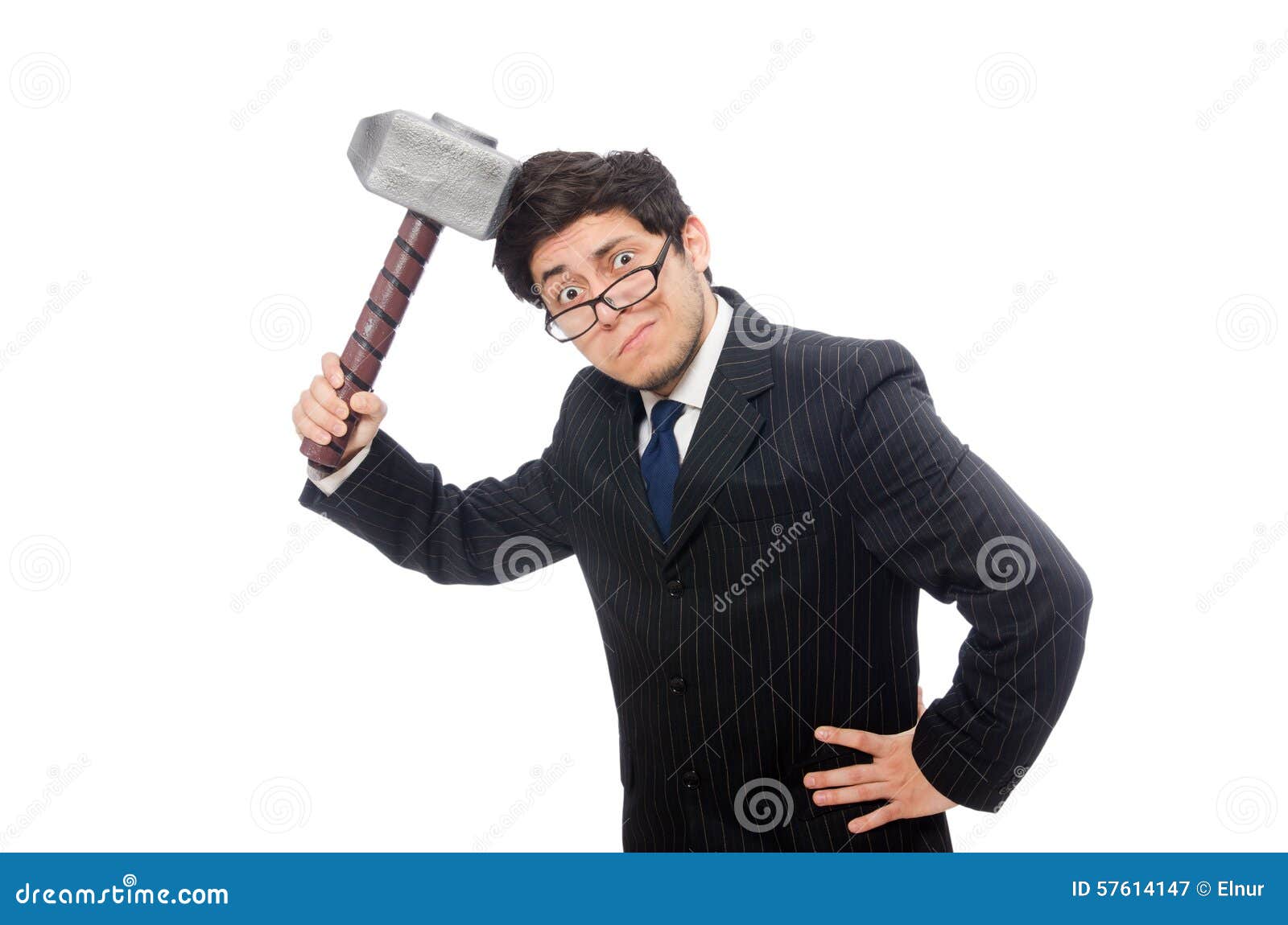 Business Man Holding Hammer Isolated on the White Stock Image - Image ...