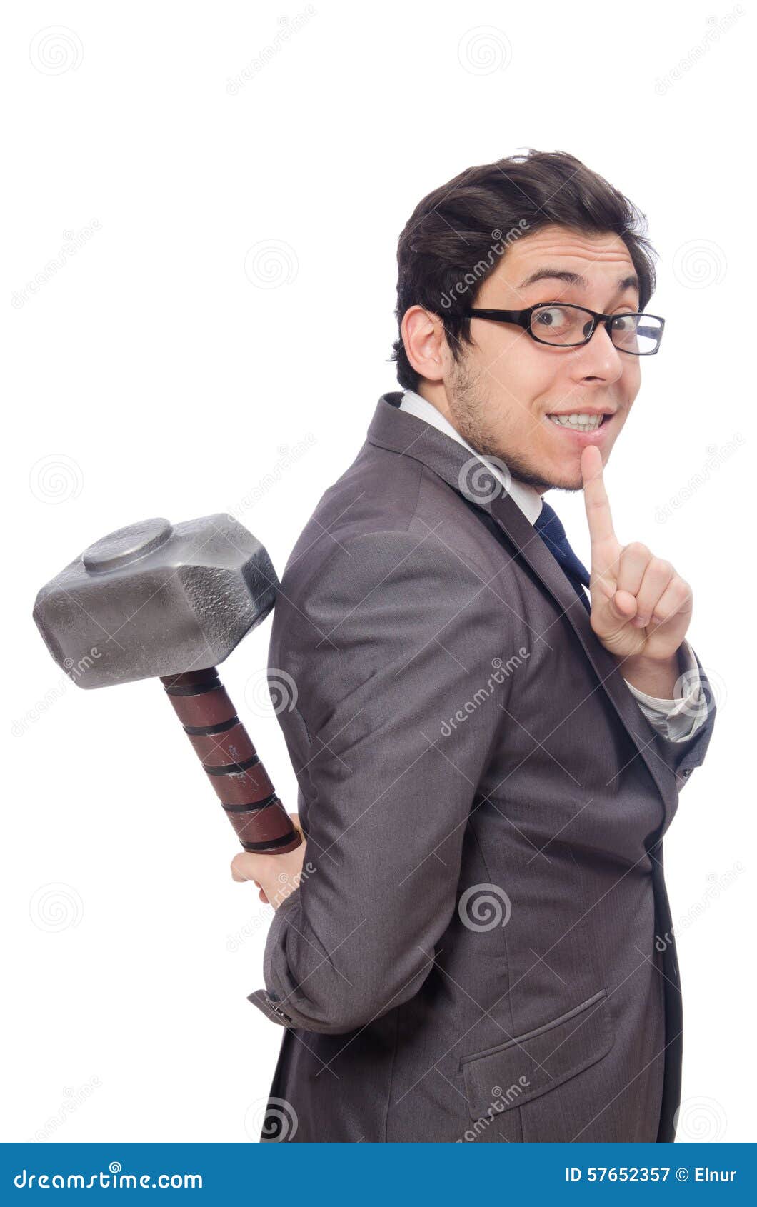 Business Man Holding Hammer Isolated on the White Stock Image - Image ...