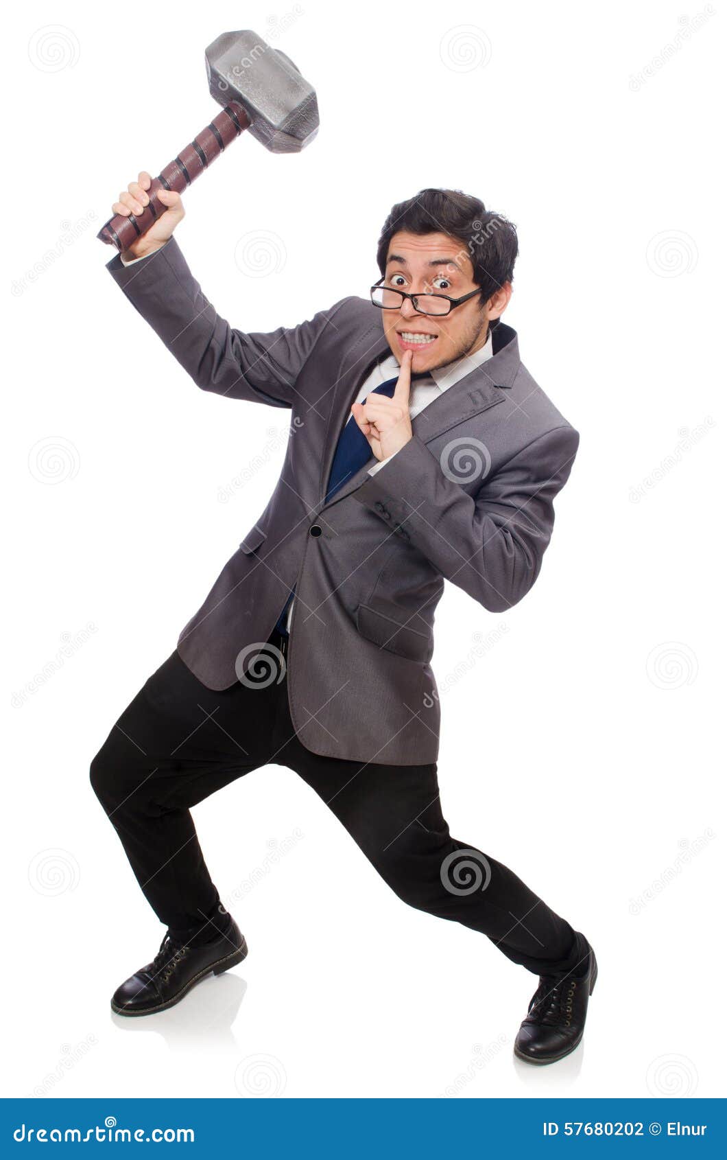 Business Man Holding Hammer Isolated on White Stock Photo - Image of ...