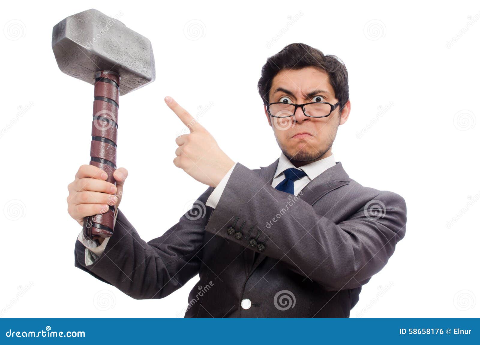 Business Man Holding Hammer Isolated on White Stock Photo - Image of ...