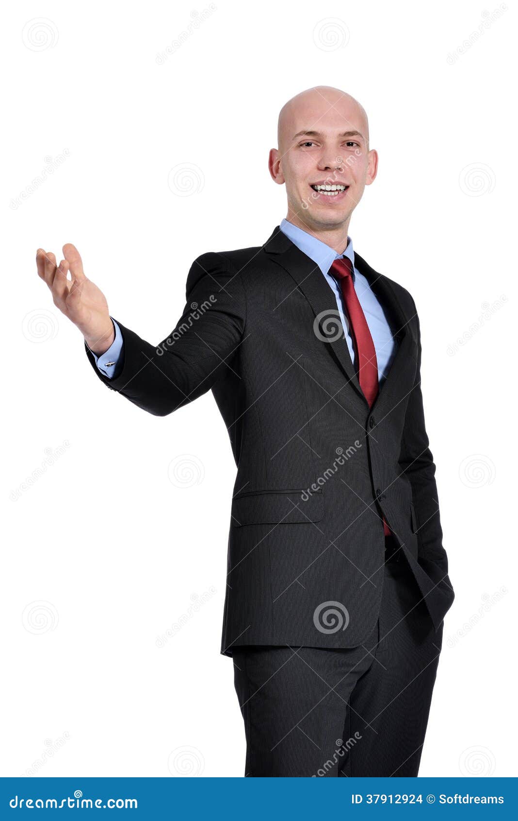 Business Man Holding Hand Out in a Welcome Gesture Stock Photo - Image ...