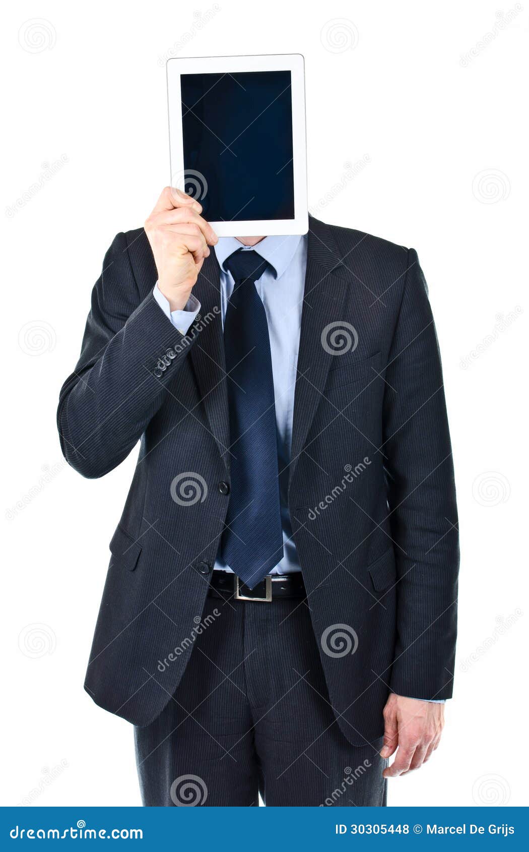 Business man holding iPad stock photo. Image of media - 30305448