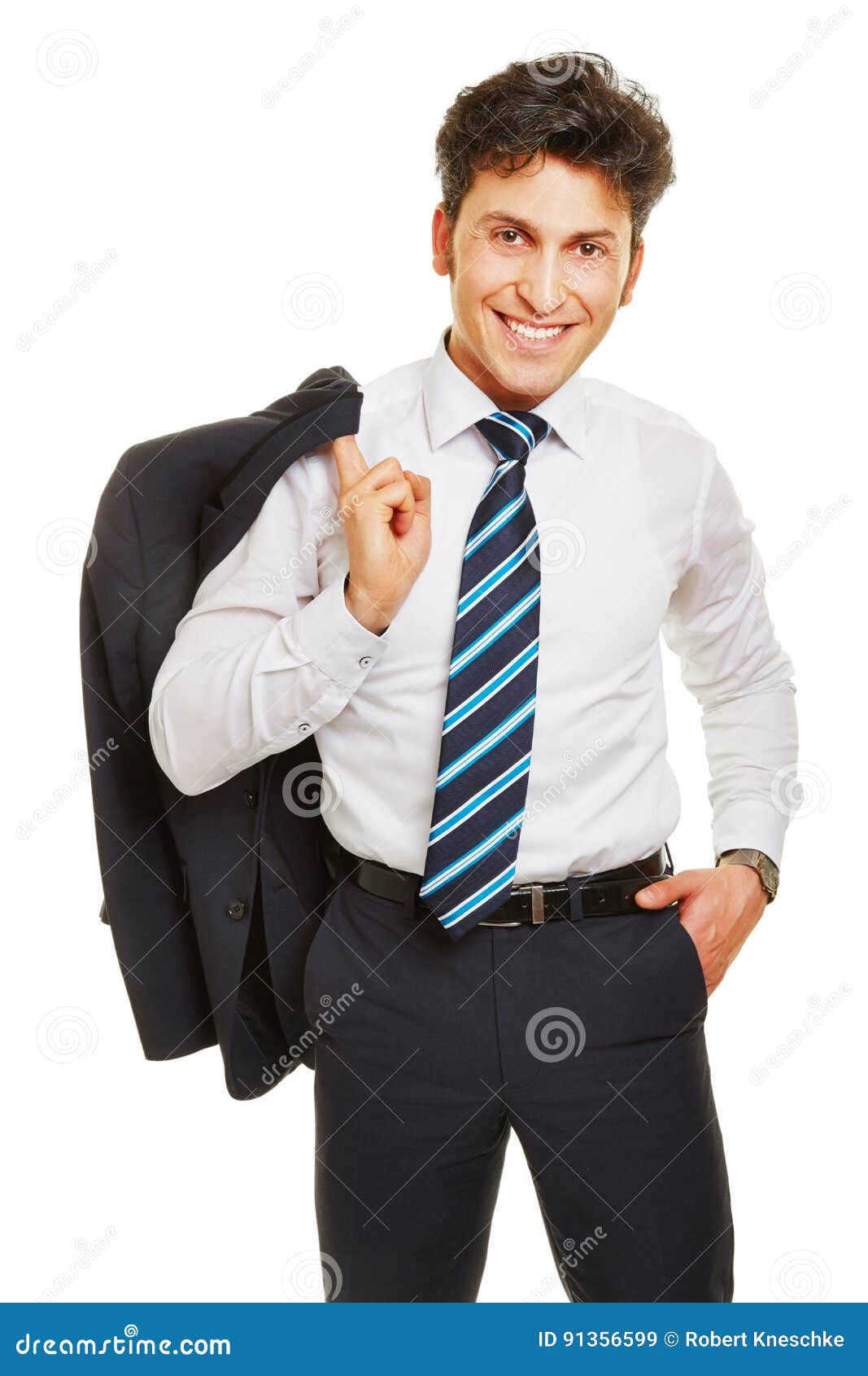 Business Man Holding Jacket Over His Shoulder Stock Image - Image of ...