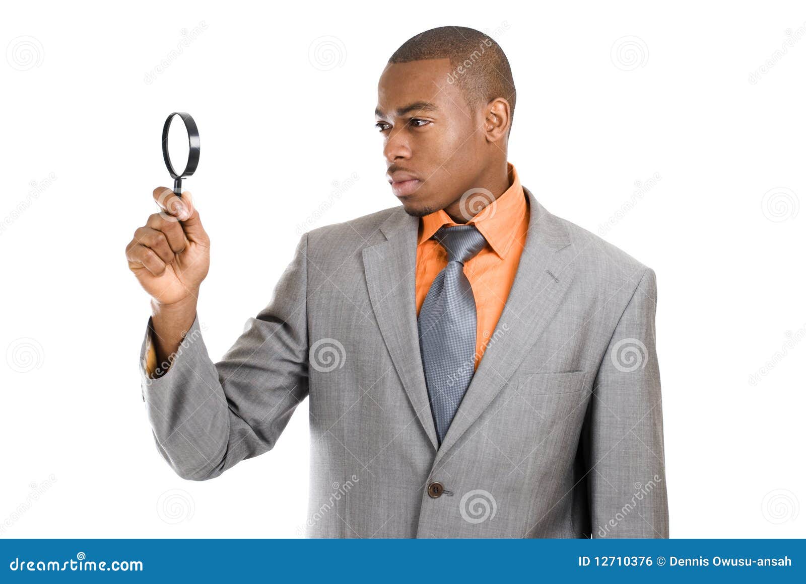 Business Man Holding Magnifying Glass Stock Photo - Image of ethnic ...