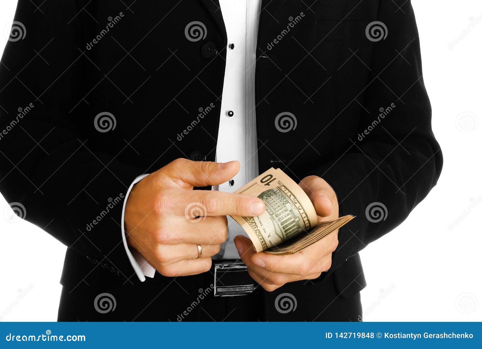 Business Man Holding Money on White Background Stock Photo - Image of ...