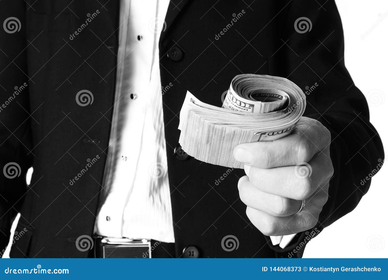 Business Man Holding Money on White Background Stock Image - Image of ...