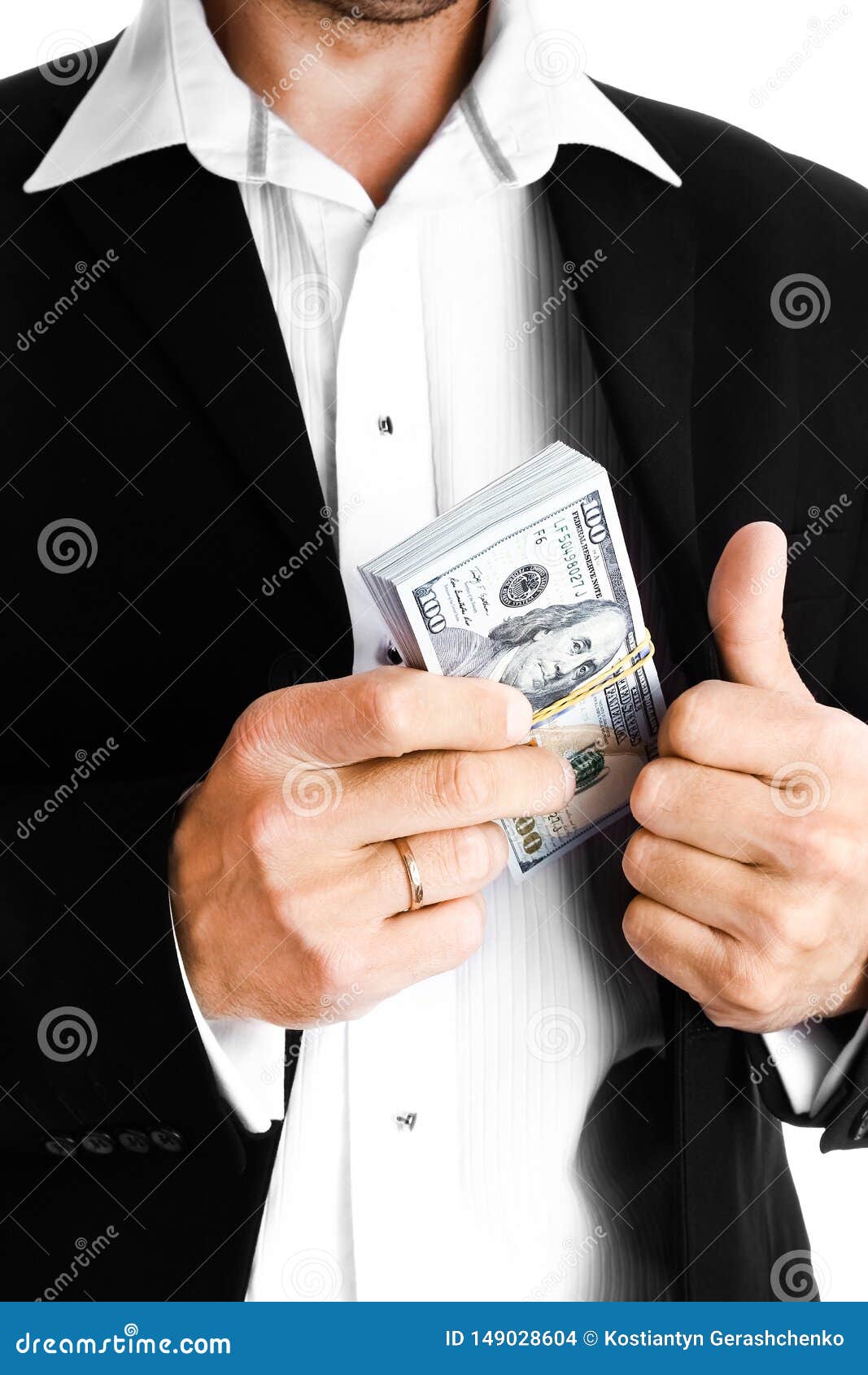 Business Man Holding Money on White Background Stock Photo - Image of ...