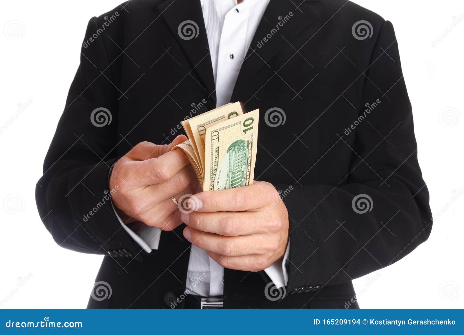 Business Man Holding Money on White Background Stock Photo - Image of ...