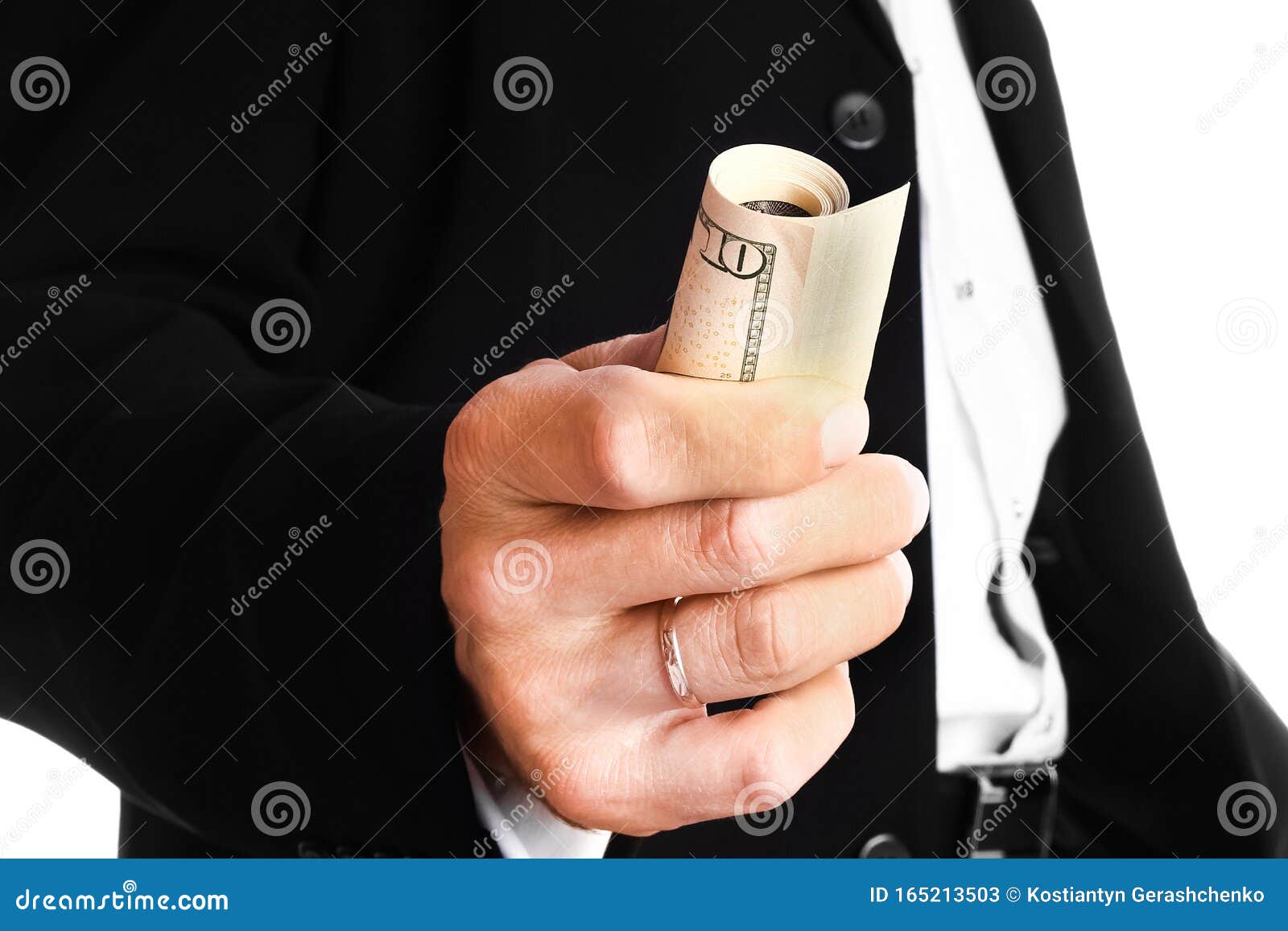 Business Man Holding Money on White Background Stock Image - Image of ...