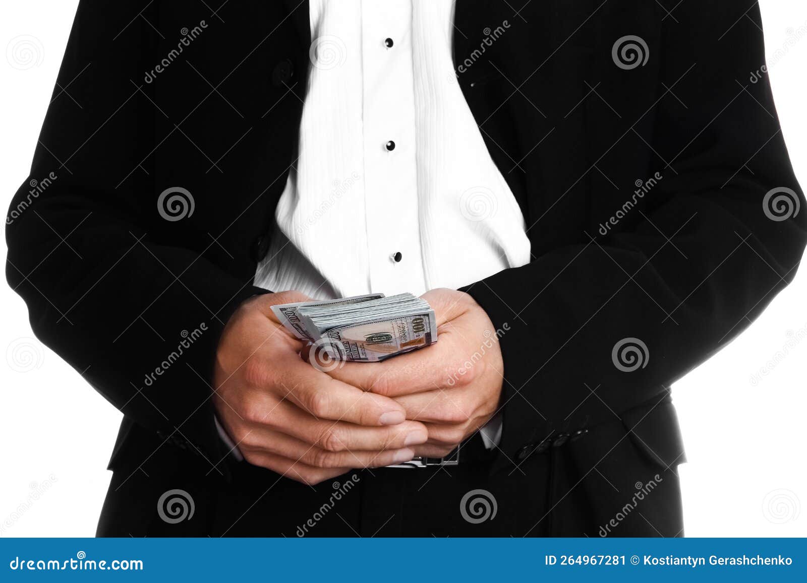 Business Man Holding Money on White Background Stock Image - Image of ...