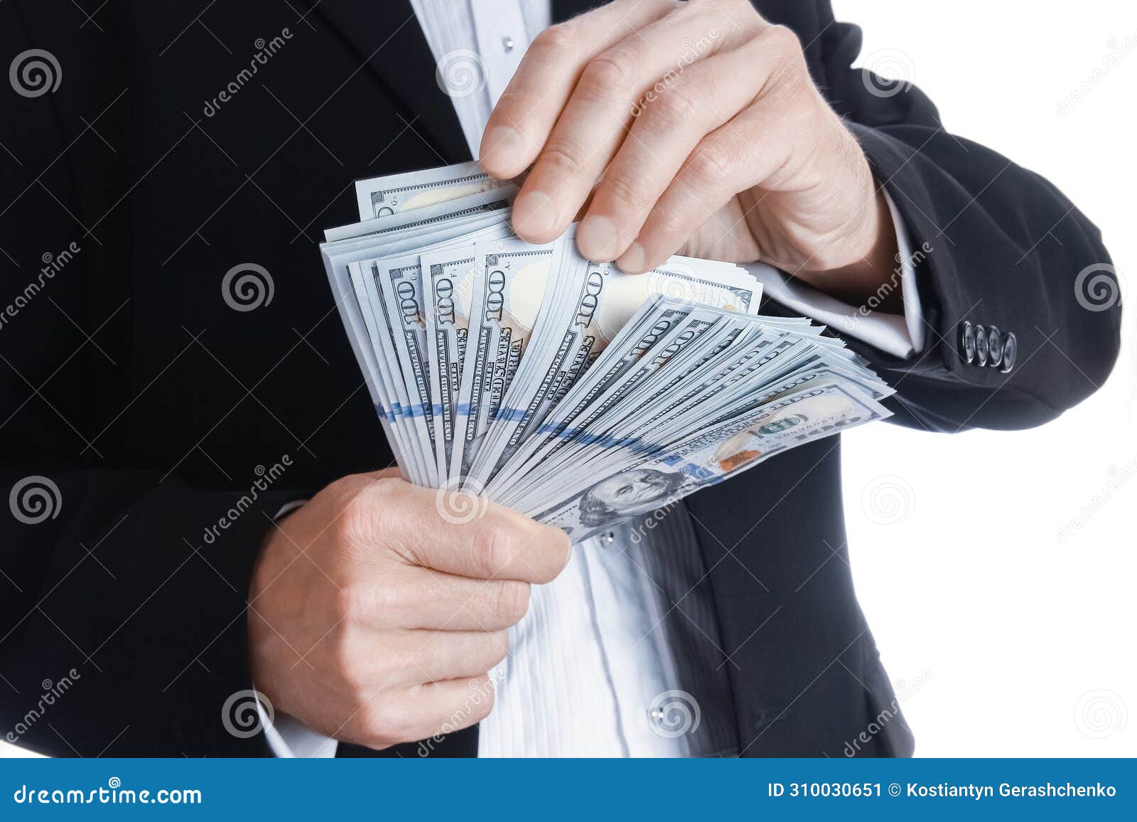 Business Man Holding Money on White Background Stock Image - Image of ...